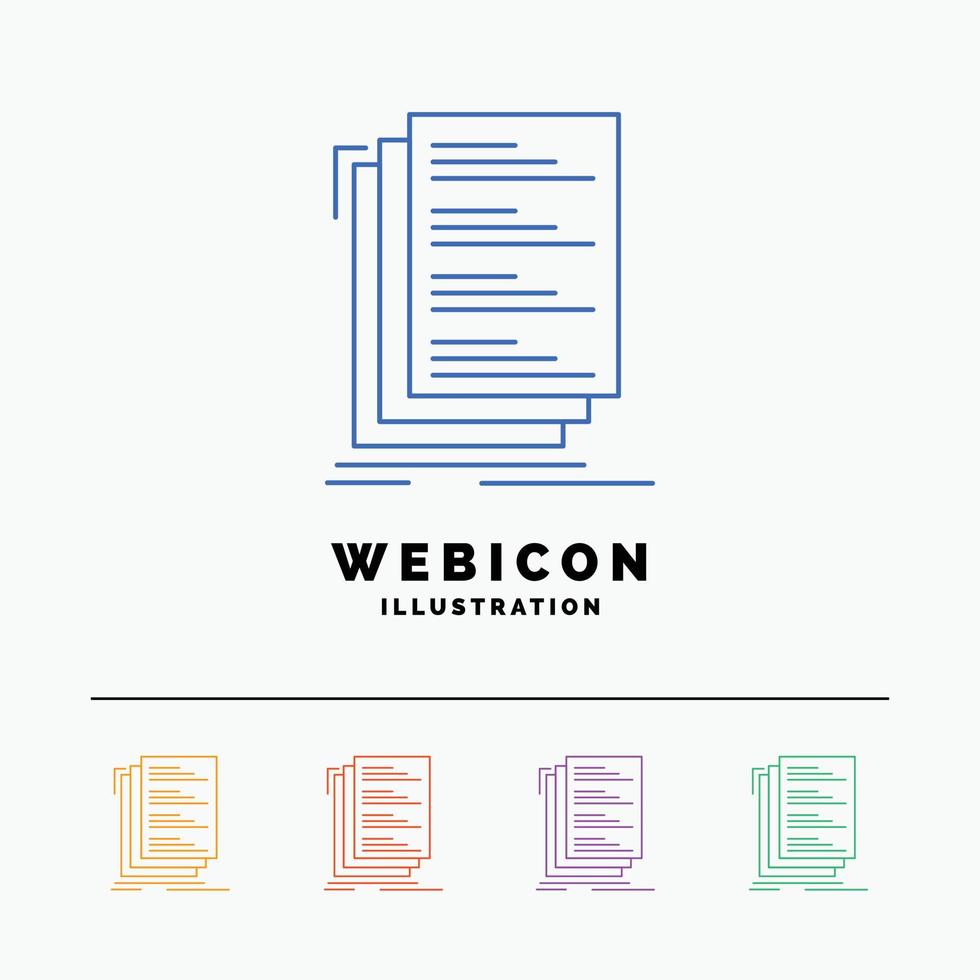 Code Coding Compile Files List 5 Color Line Web Icon Template 2813