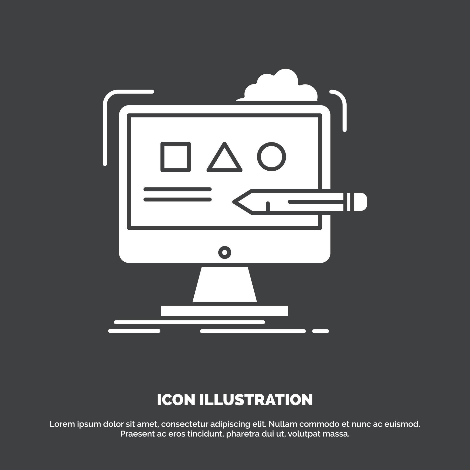 Art. computer. design. digital. studio Icon. glyph vector symbol for UI and UX. website or ...