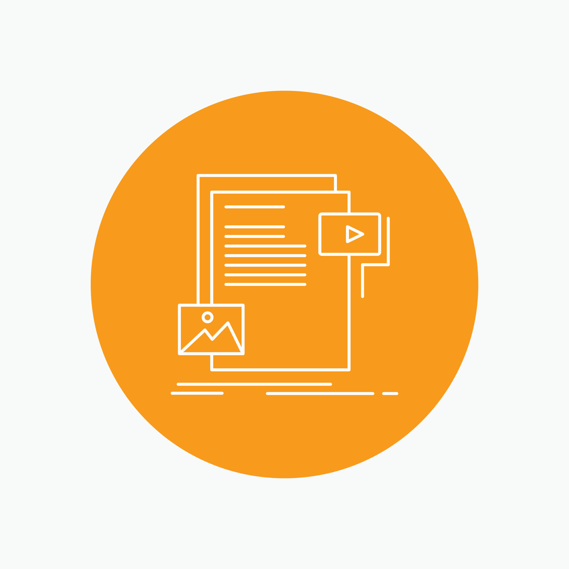 data. document. file. media. website White Line Icon in Circle background. vector icon ...