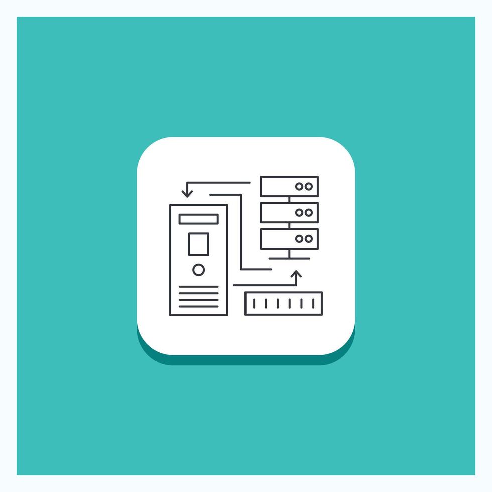 Round Button For Combination Data Database Electronic Information Line Icon Turquoise