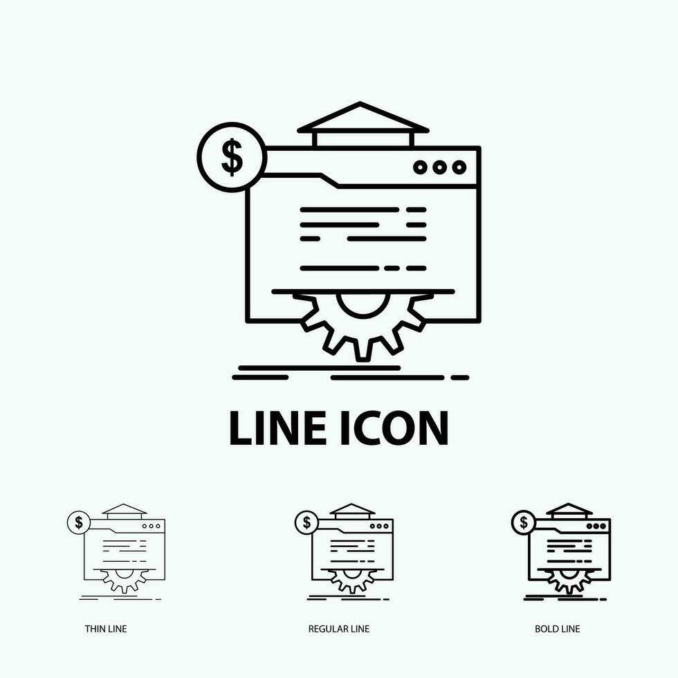 seo. progress. globe. technology. website Icon in Thin. Regular and Bold Line Style. Vector ...