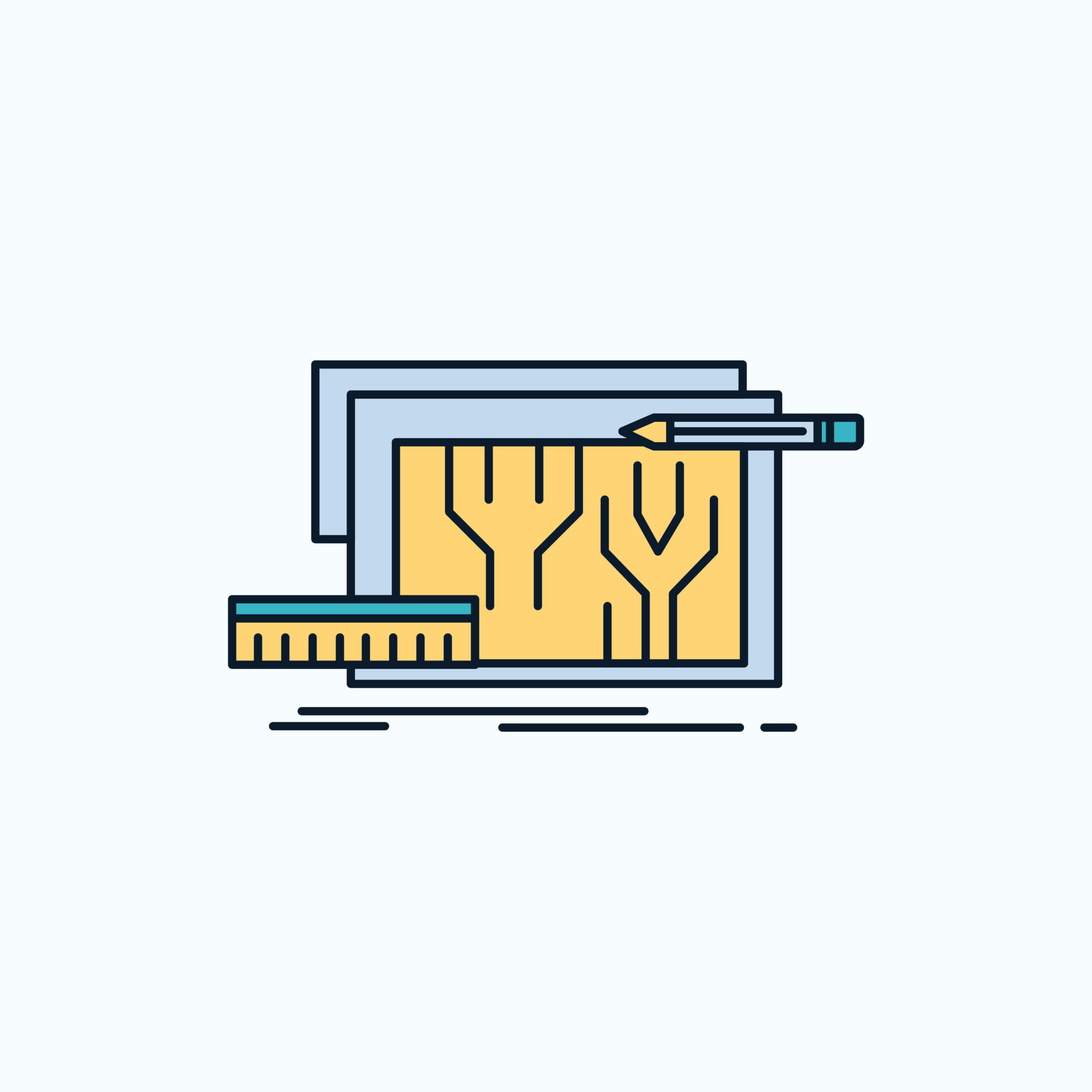 Architecture Blueprint Circuit Design Engineering Flat Icon Green