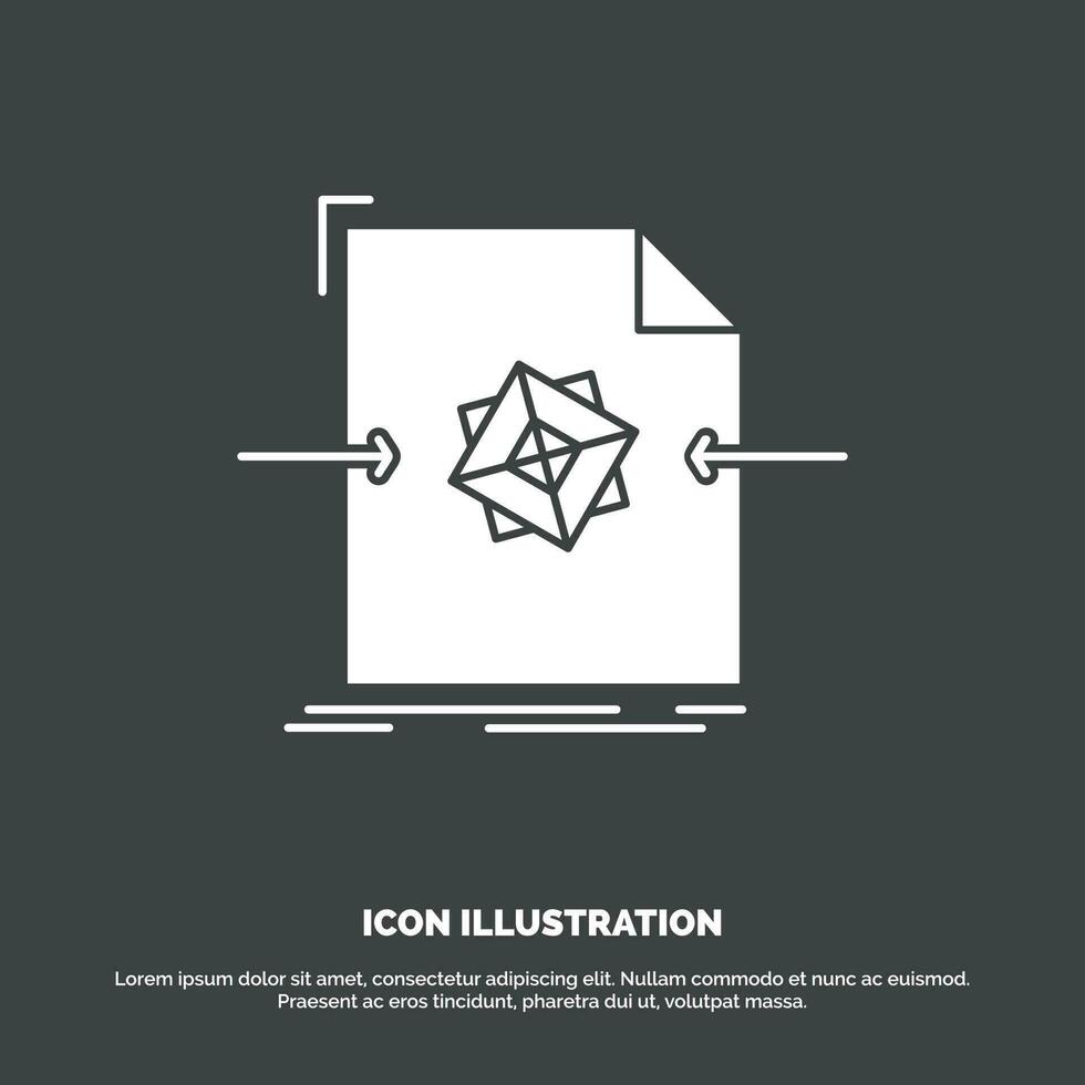 3d Document File Object Processing Icon Glyph Vector Symbol For Ui