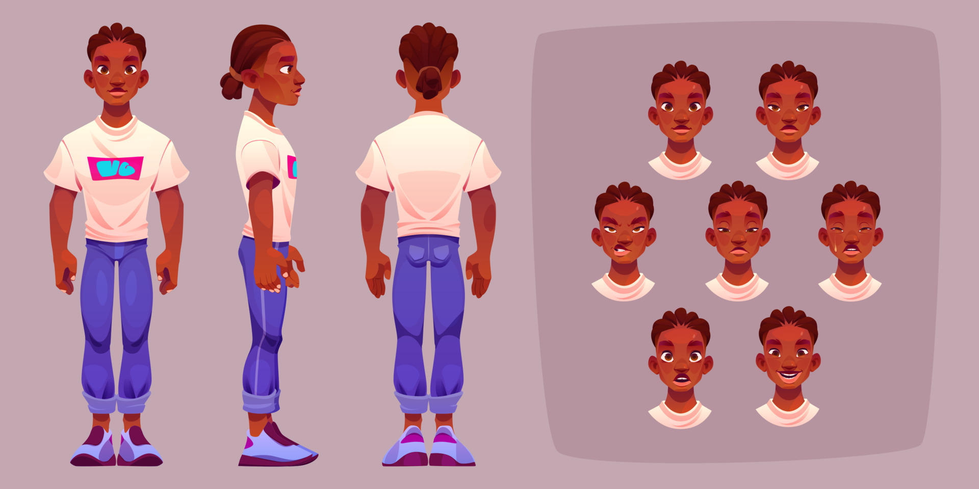 Man face with different emotions, standing person 12861932 Vector Art ...