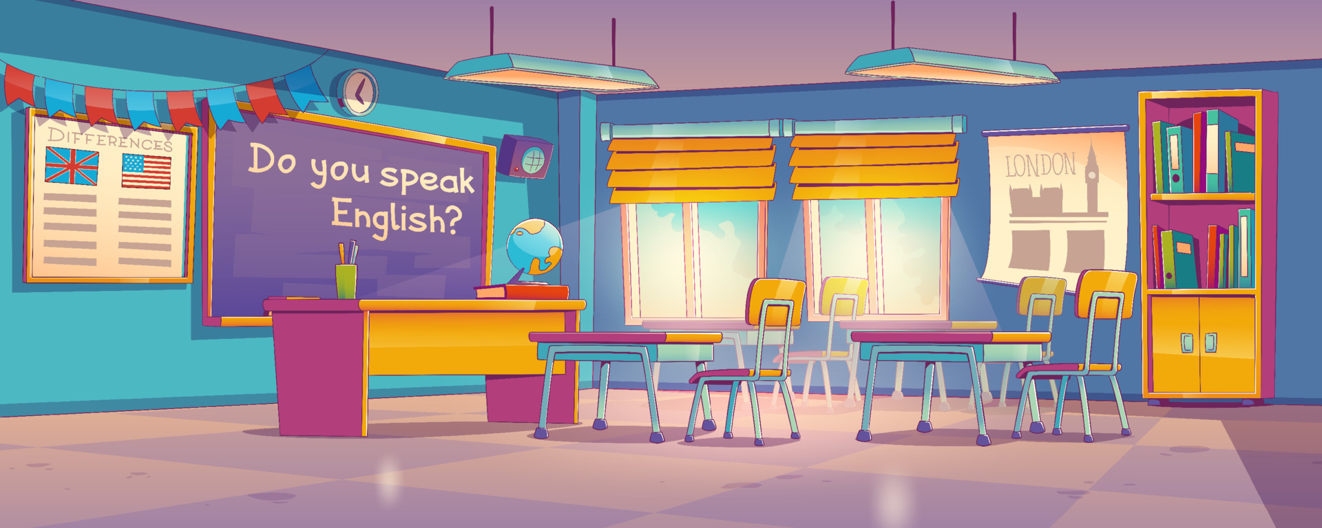 School classroom for English language learning 12861994 Vector Art at ...