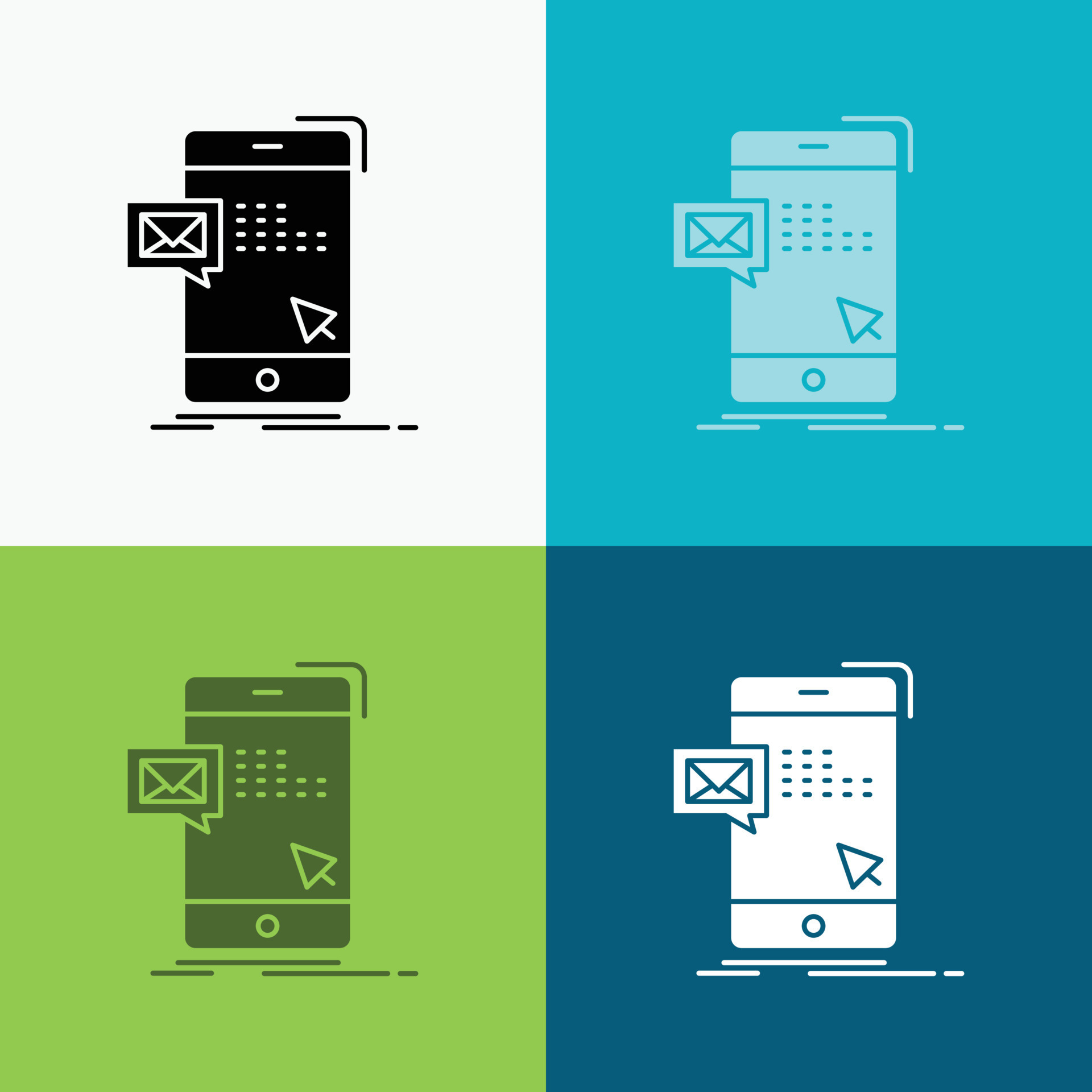 Bulk Dialog Instant Mail Message Icon Over Various Background Glyph Style Design Designed