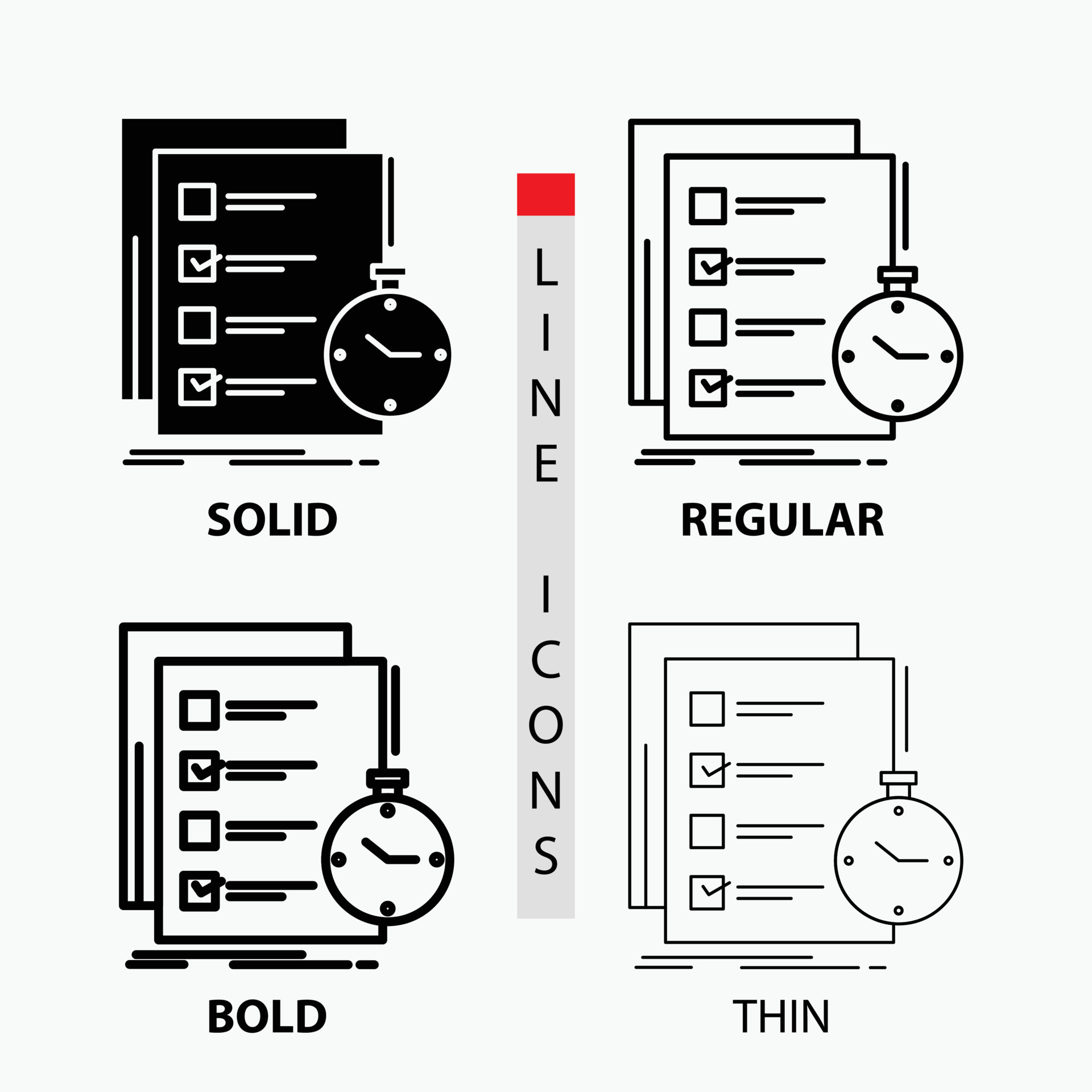 Todo Task List Check Time Icon In Thin Regular Bold Line And Todo Task List Check Time Icon In Thin Regular Bold Line And