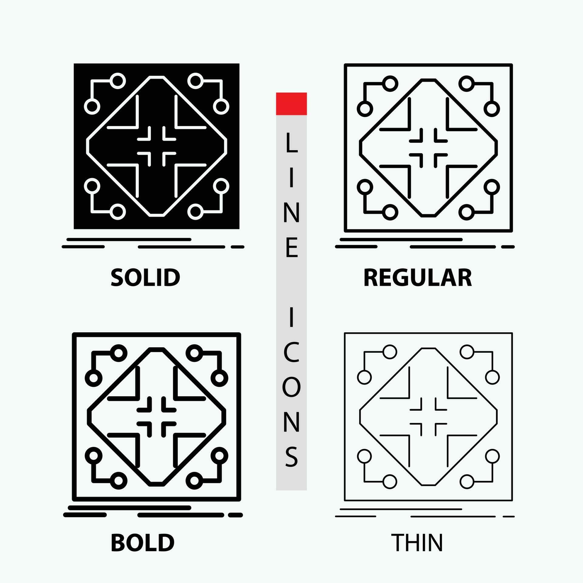 Data Infrastructure Network Matrix Grid Icon In Thin Regular Bold