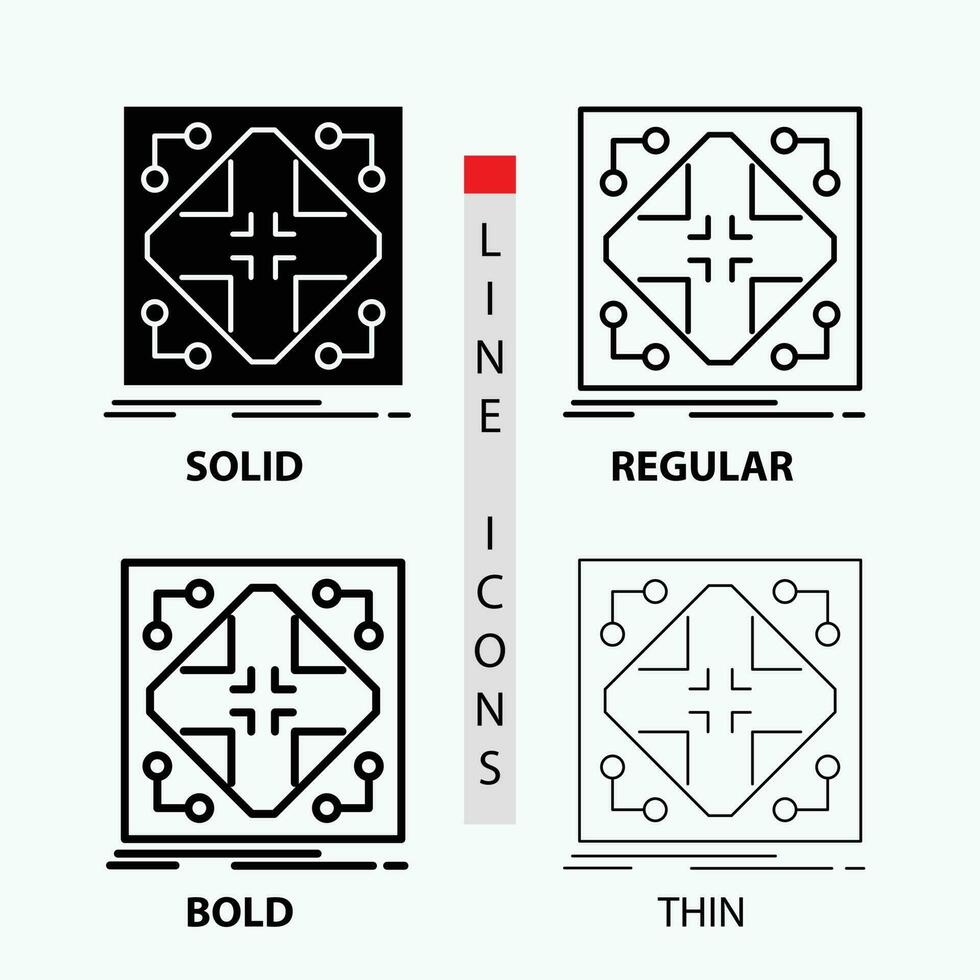 Data Infrastructure Network Matrix Grid Icon In Thin Regular Bold
