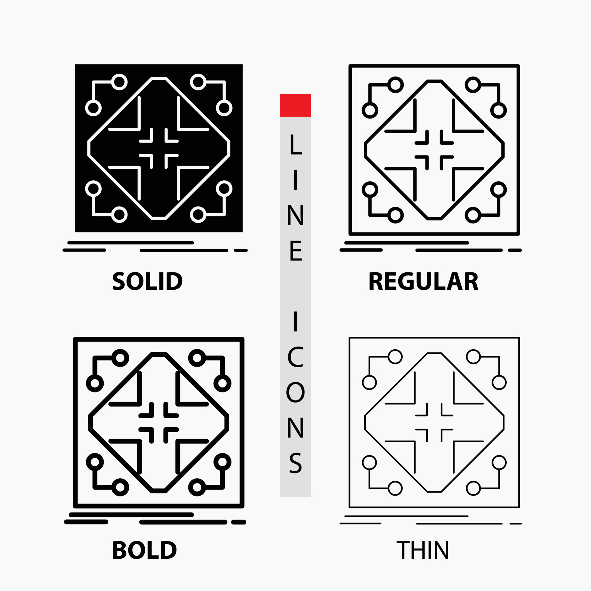 Data Infrastructure Network Matrix Grid Icon In Thin Regular Bold