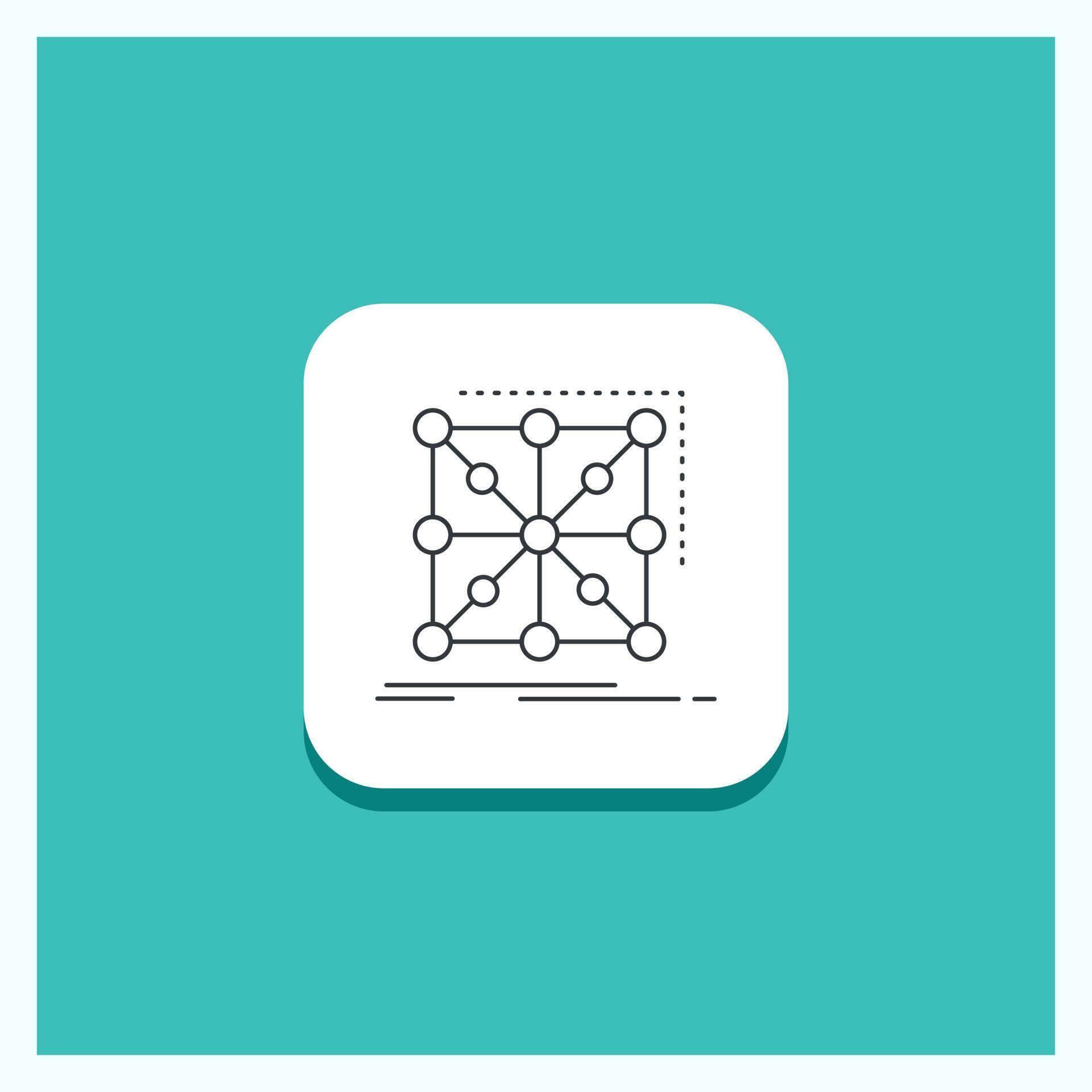Round Button For Data Framework App Cluster Complex Line Icon Turquoise Background 12862283