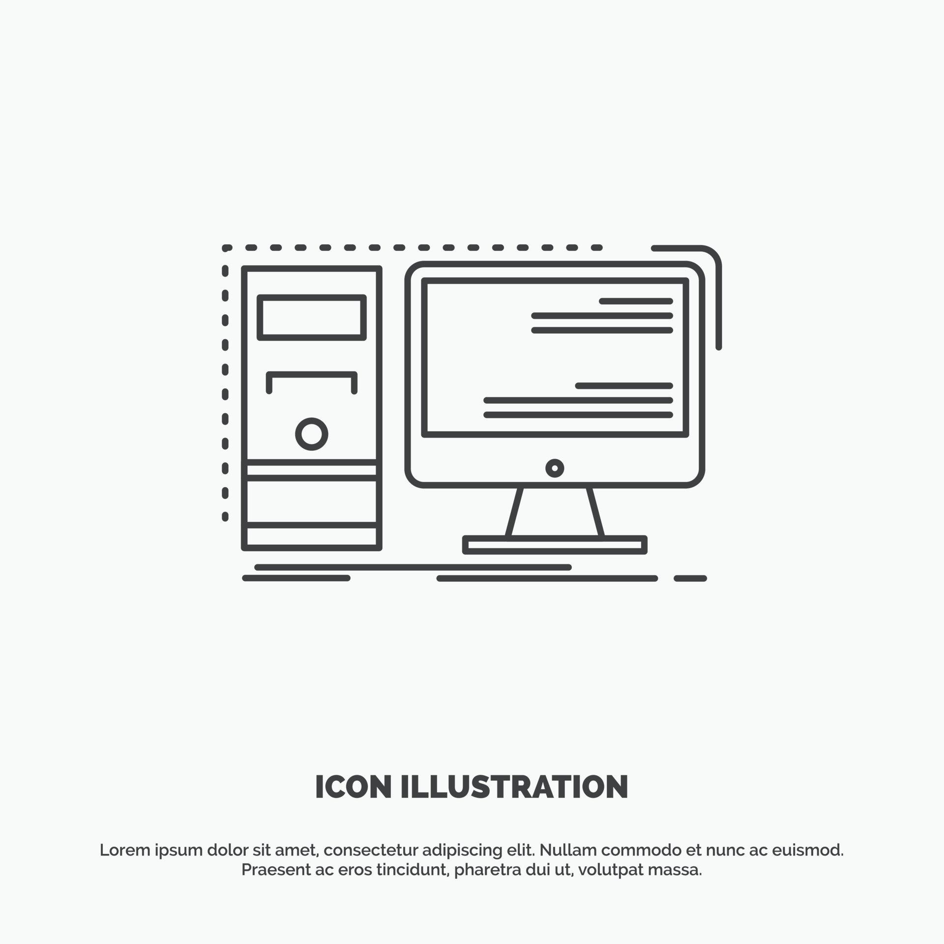 Computer Desktop Hardware Workstation System Icon Line Vector Gray