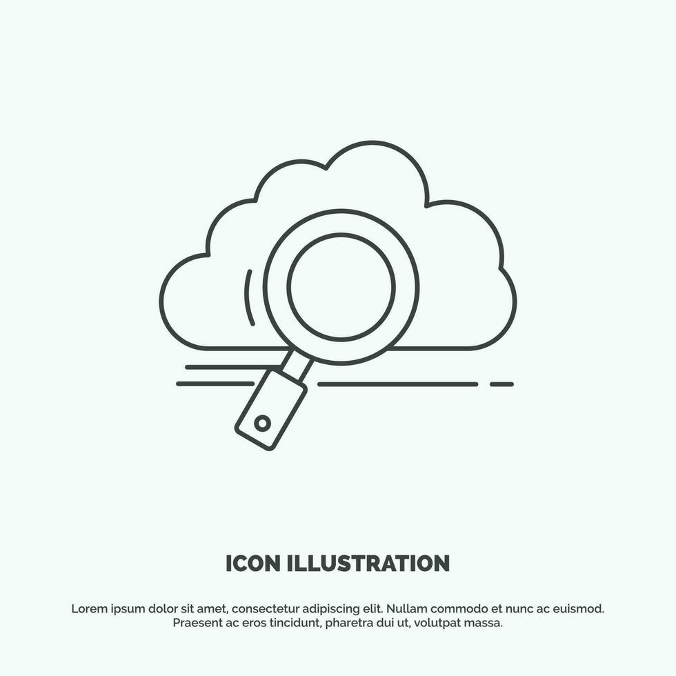 Cloud Search Storage Technology Computing Icon Line Vector Gray Symbol For Ui And Ux