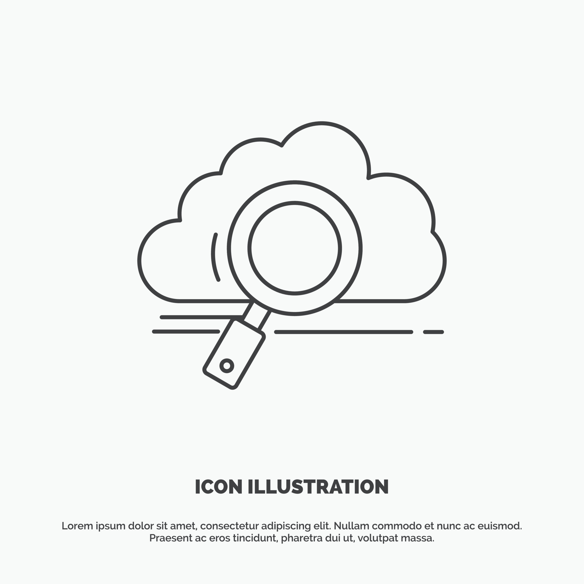 Cloud Search Storage Technology Computing Icon Line Vector Gray