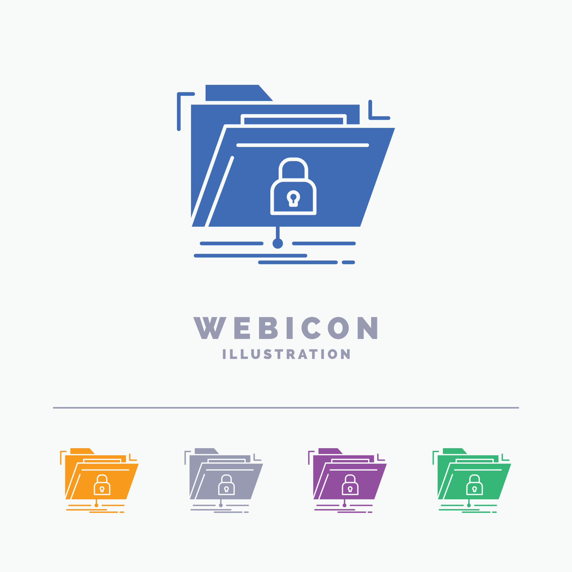 Encryption Files Folder Network Secure 5 Color Glyph Web Icon Template Isolated On White