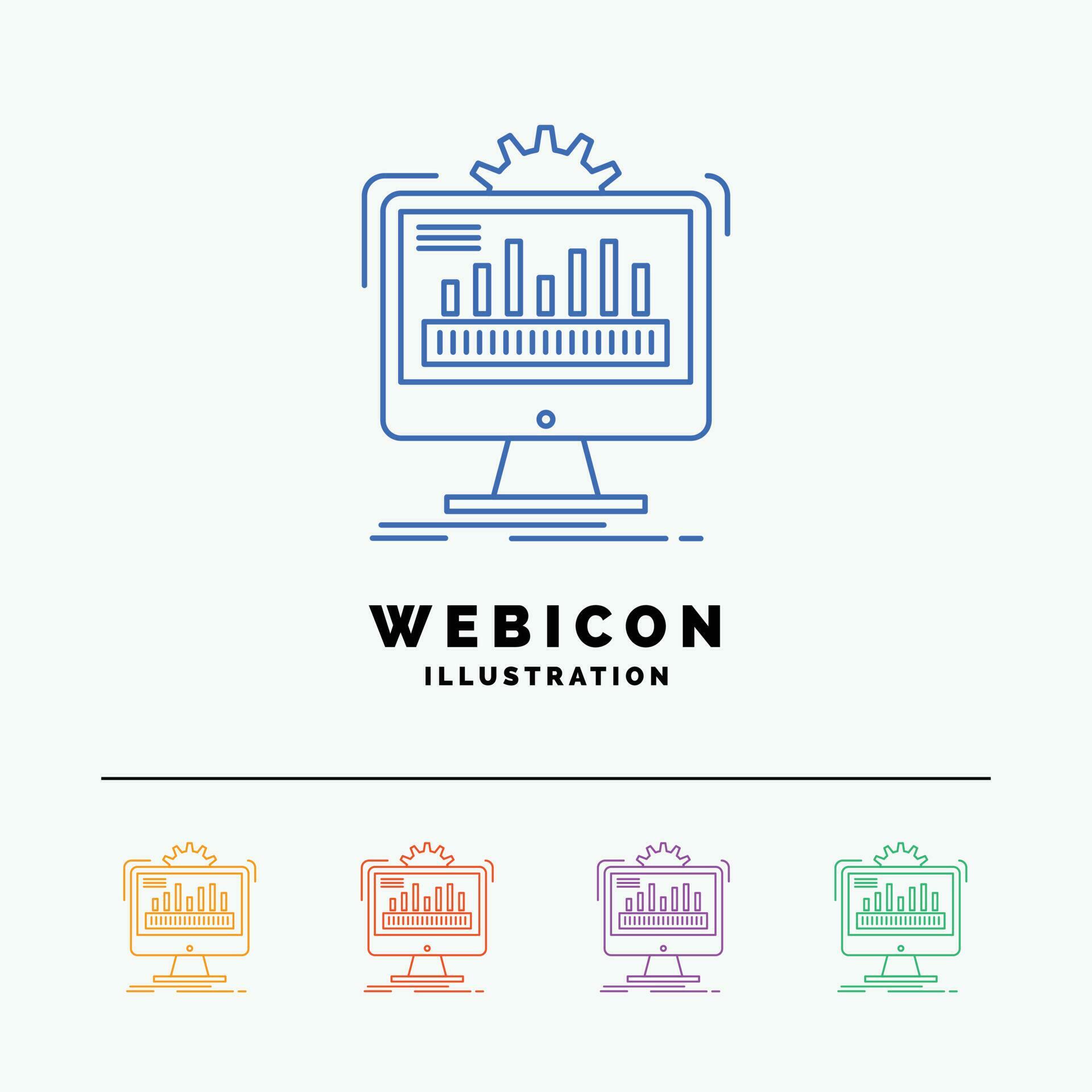 dashboard. admin. monitor. monitoring. processing 5 Color Line Web Icon Template isolated on ...