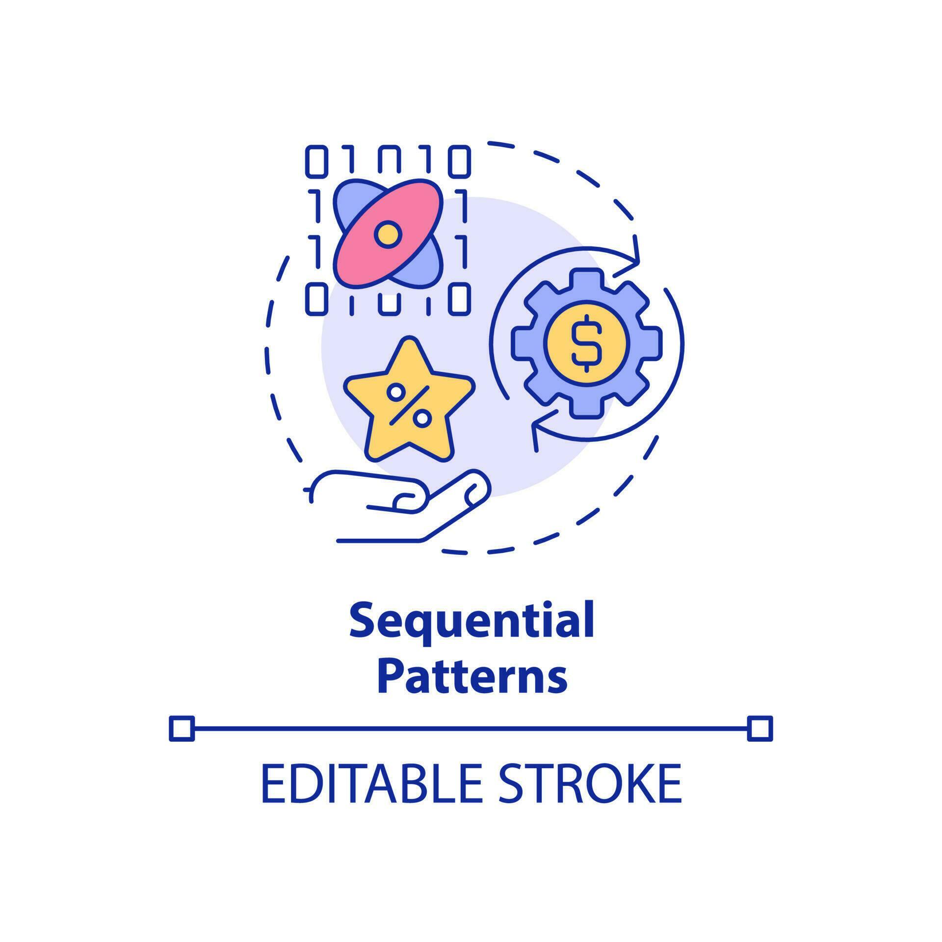 Sequential Patterns Concept Icon Data Mining Technique Abstract Idea Thin Line Illustration