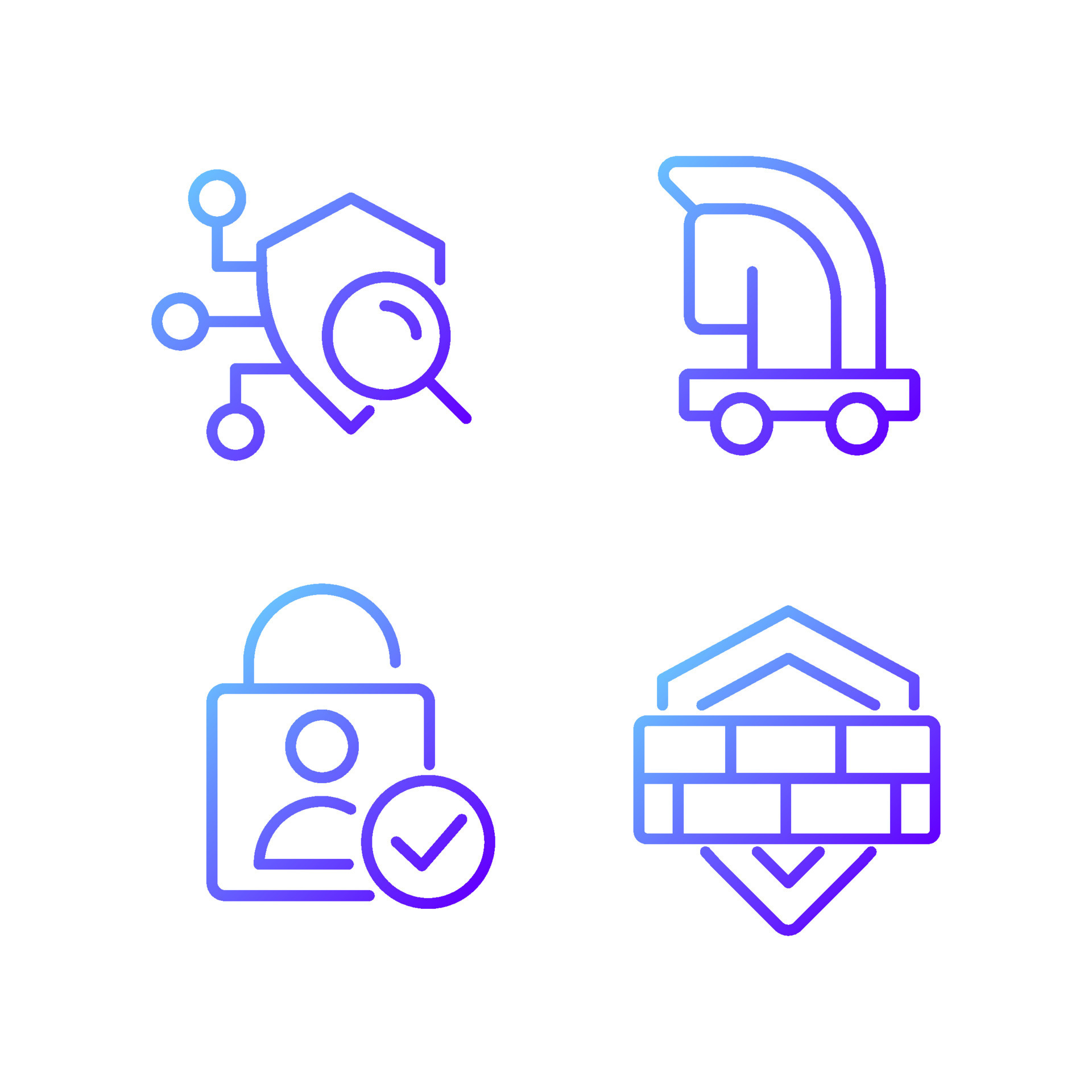 Online Security Measures Pixel Perfect Gradient Linear Vector Icons Set Security Scanning
