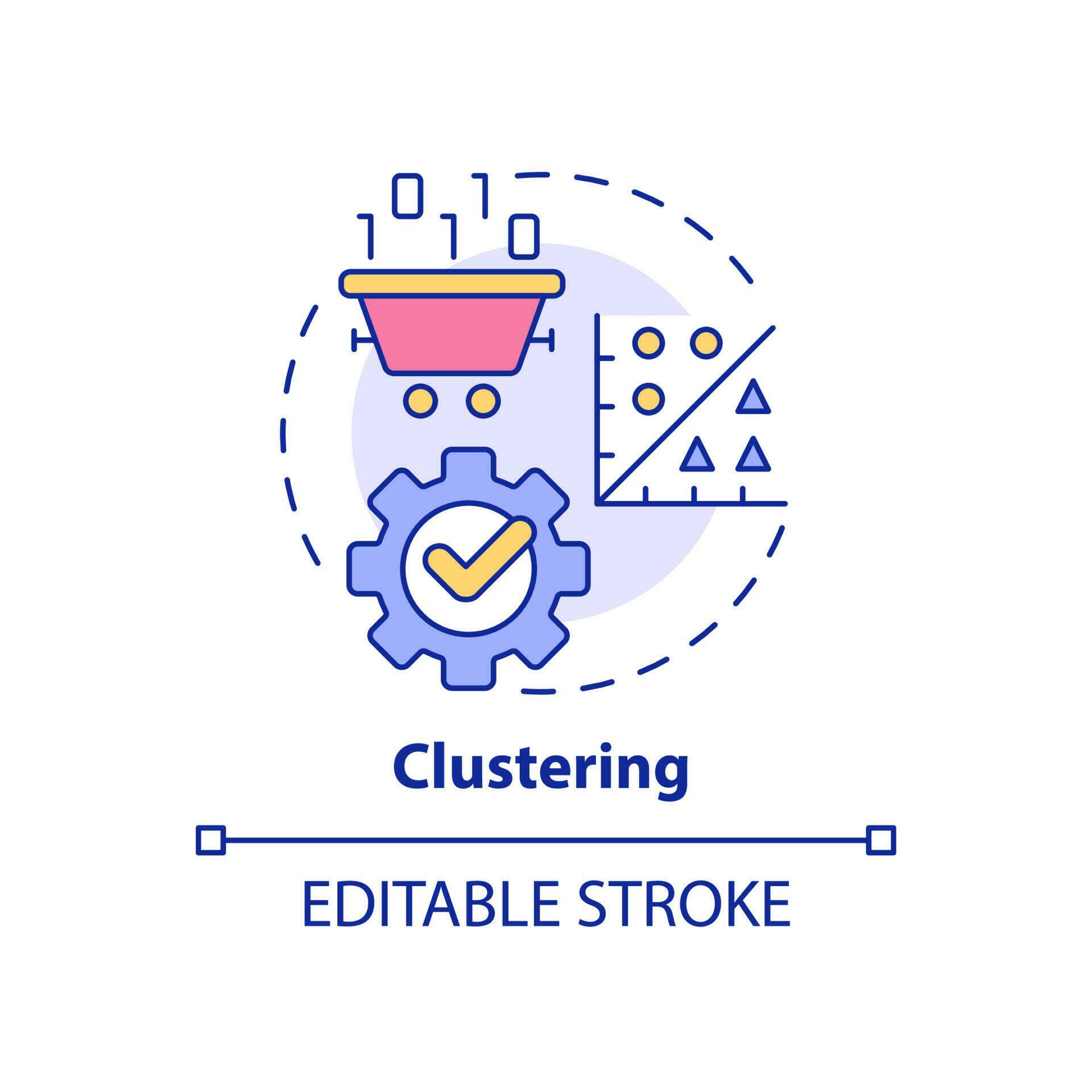 Clustering Concept Icon Data Mining Technique Abstract Idea Thin Line