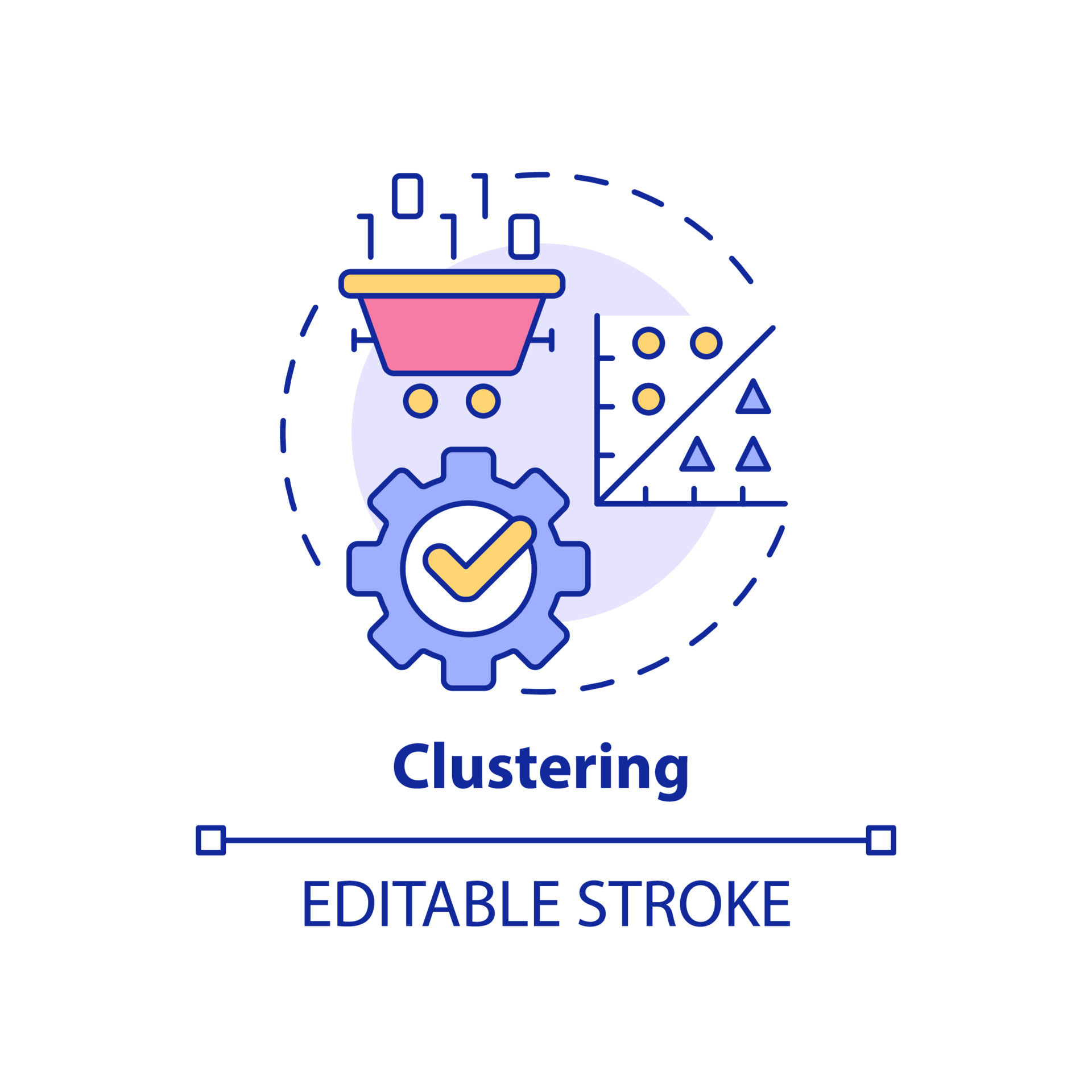 Clustering Concept Icon Data Mining Technique Abstract Idea Thin Line