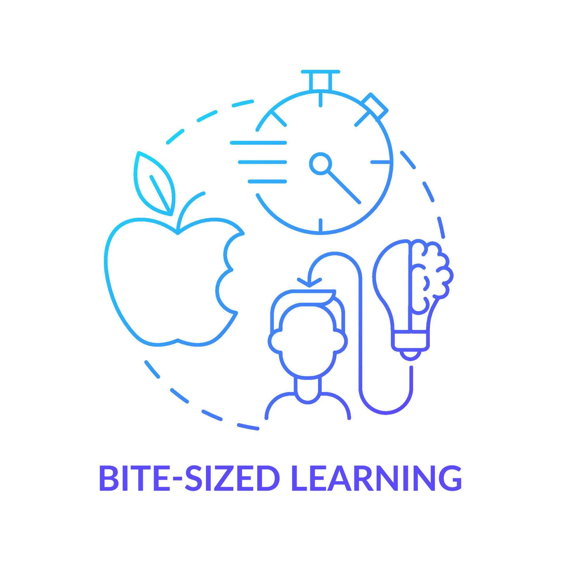 Bite sized learning blue gradient concept icon. Innovative educative ...