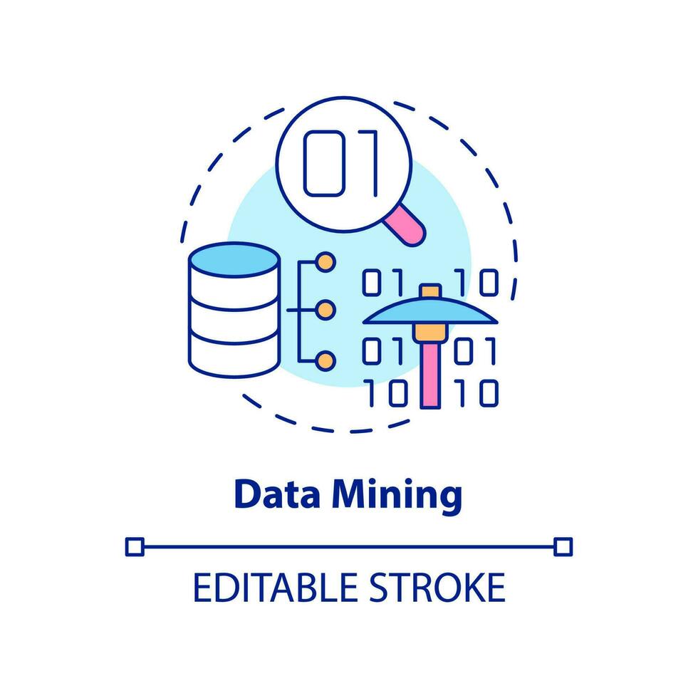 Data mining concept icon. Examine large datasets abstract idea thin line illustration. Anomaly ...