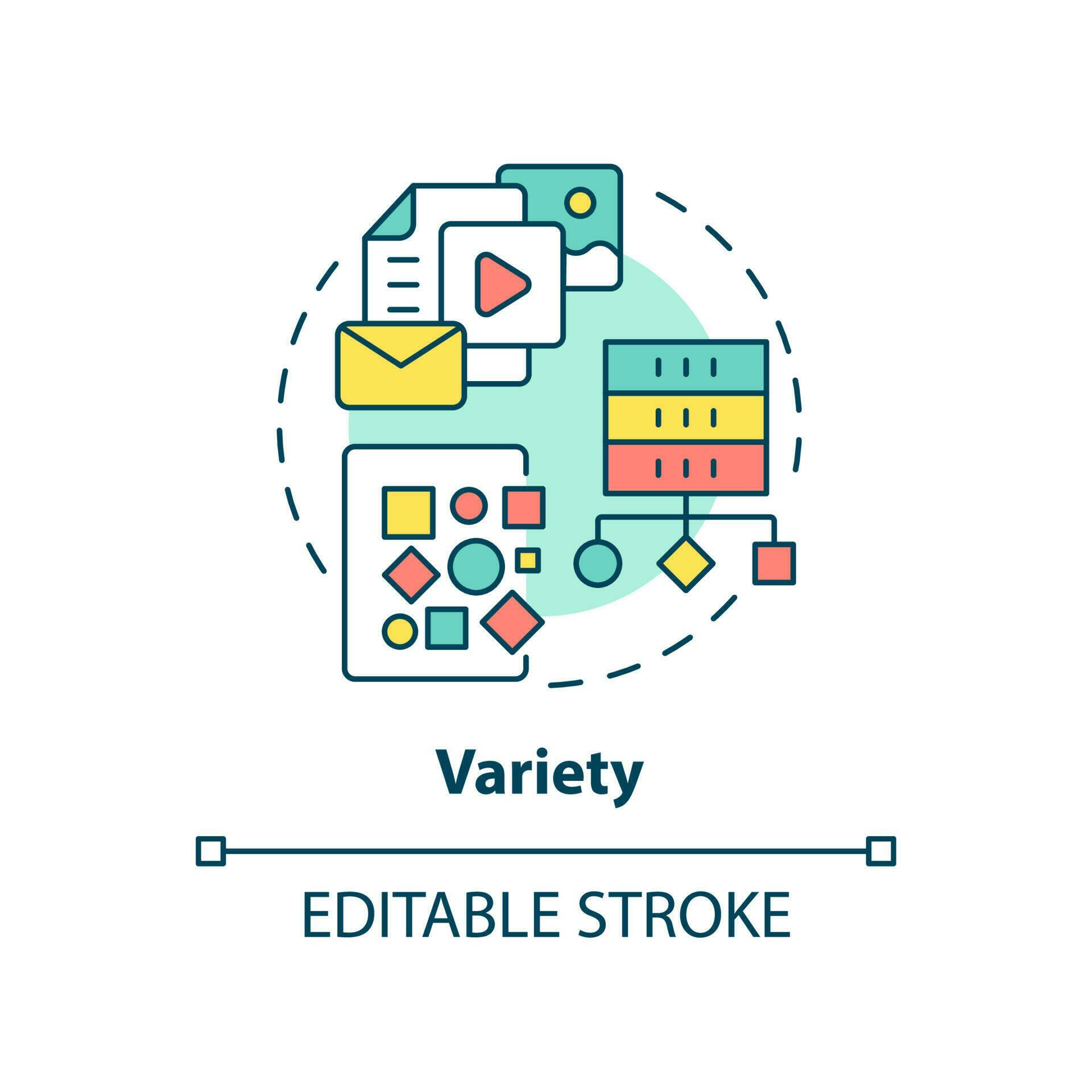 Variety Concept Icon Big Data Characteristic Abstract Idea Thin Line Illustration Source And