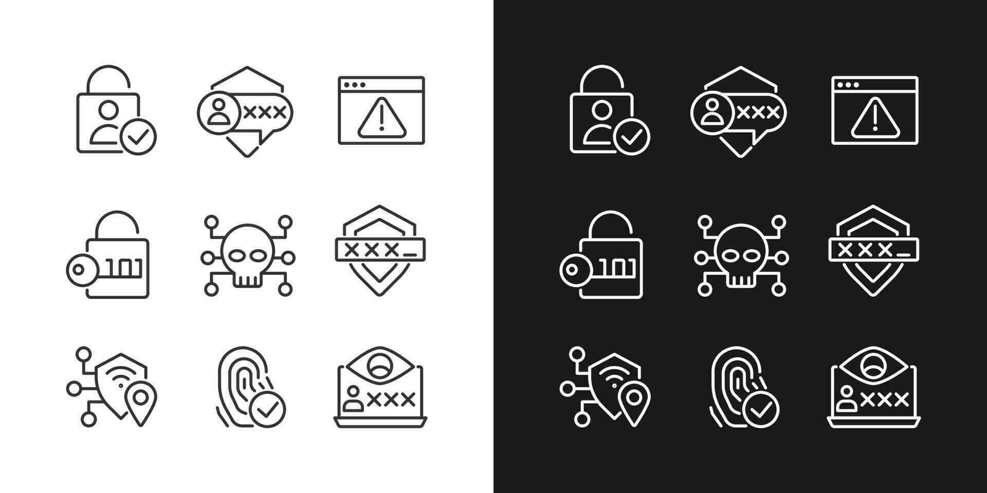 Cybersecurity technologies pixel perfect linear icons set for dark ... Cybersecurity technologies pixel perfect linear icons set for dark ...
