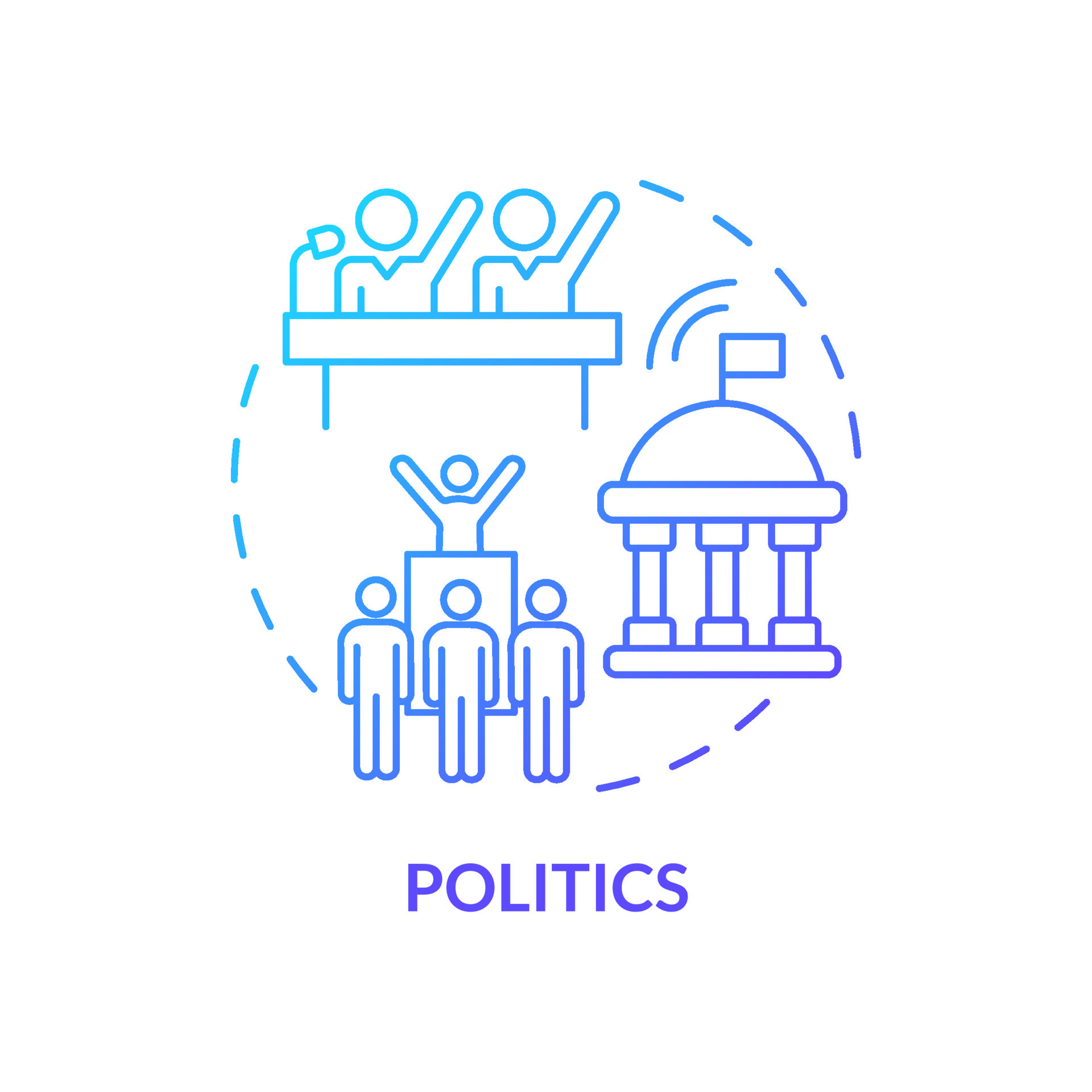 Politics blue gradient concept icon. Government organizations. Power ...