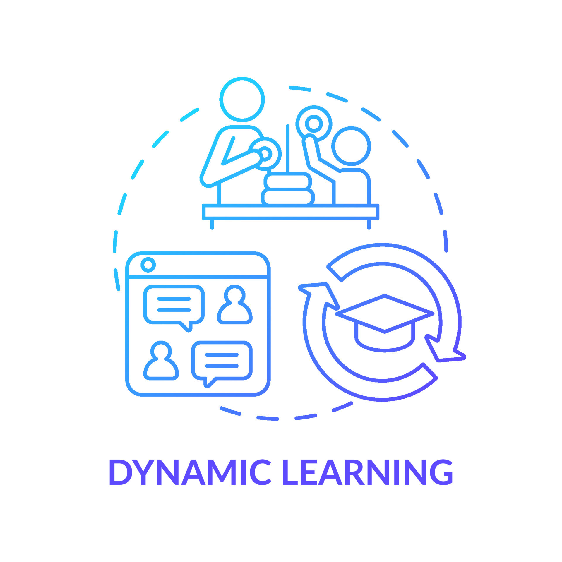Dynamic learning blue gradient concept icon. Innovations and technology ...