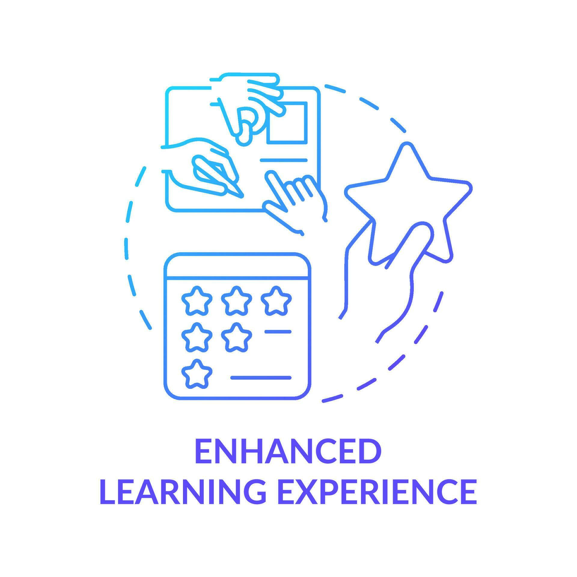 Enhanced learning experience blue gradient concept icon. Gamification ...