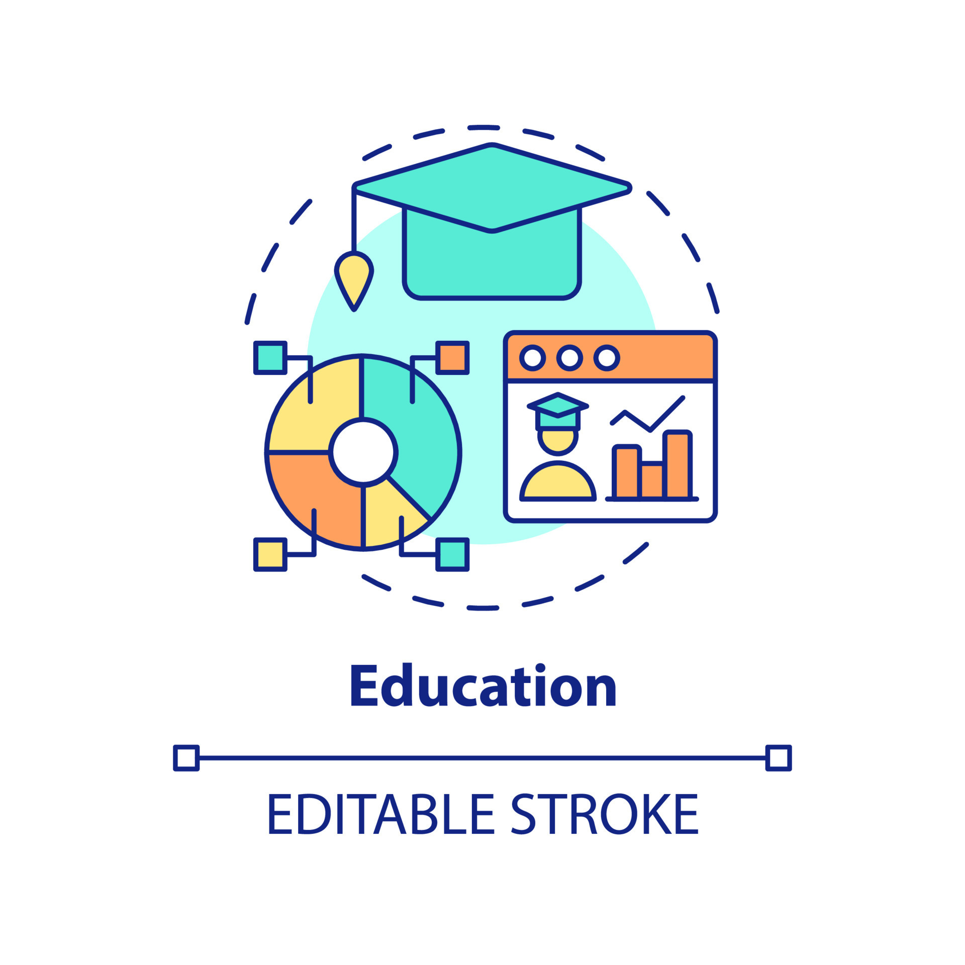 Education Concept Icon Big Data Application Abstract Idea Thin Line