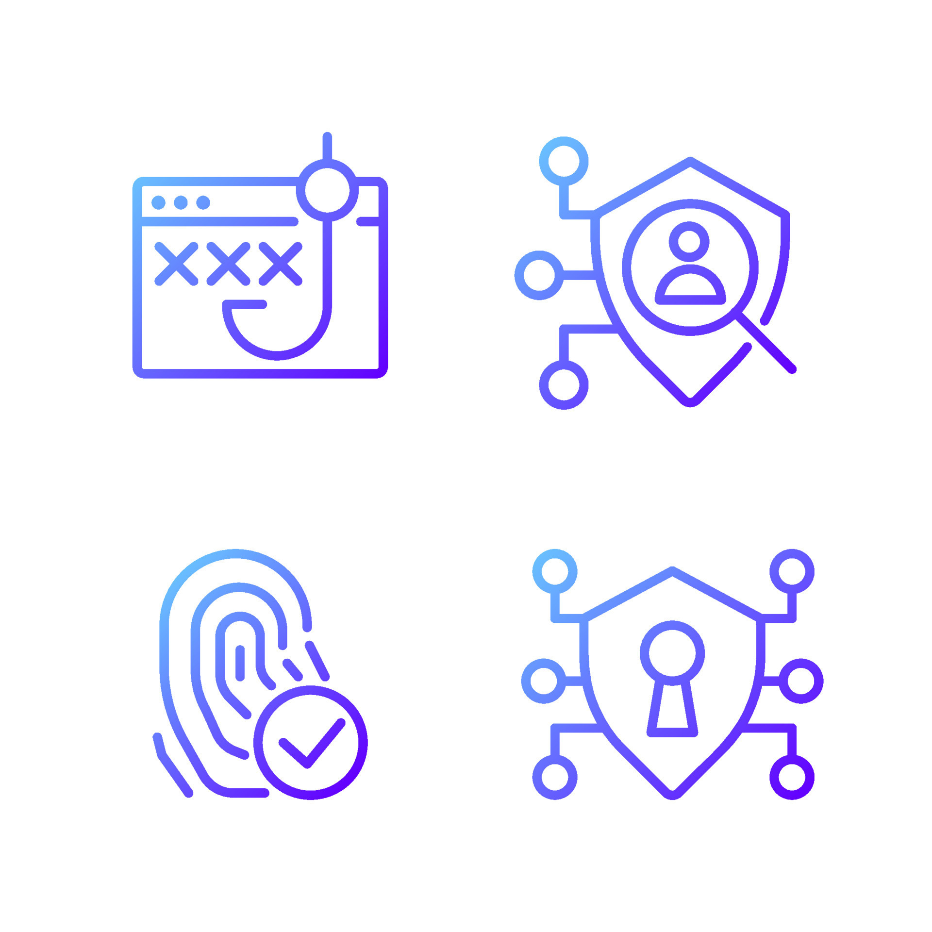 Data Security And Protection Pixel Perfect Gradient Linear Vector Icons Set Biometrics