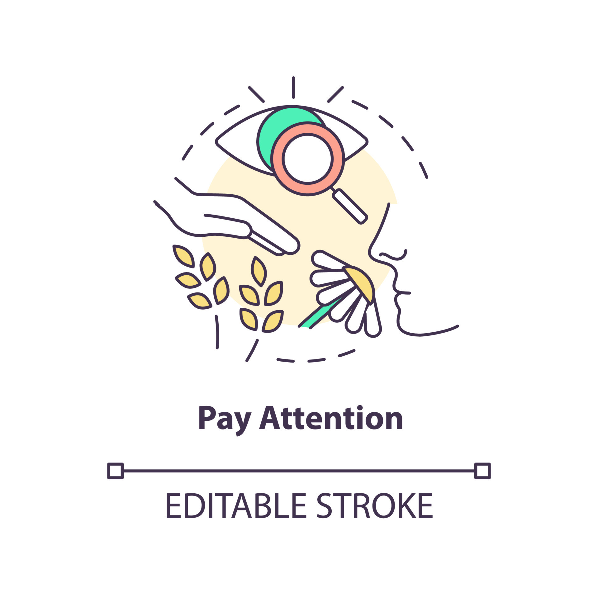 Pay attention concept icon. Mindfulness exercise abstract idea thin ...