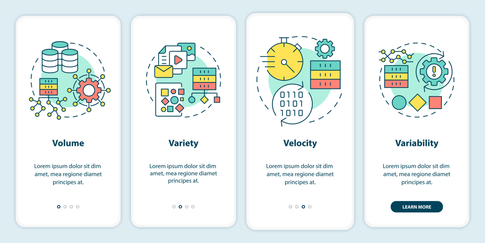 Characteristics Of Big Data Onboarding Mobile App Screen