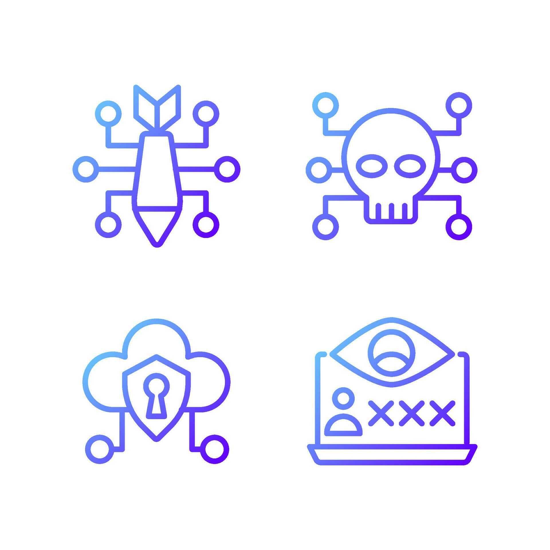 Malicious Online Activity Pixel Perfect Gradient Linear Vector Icons