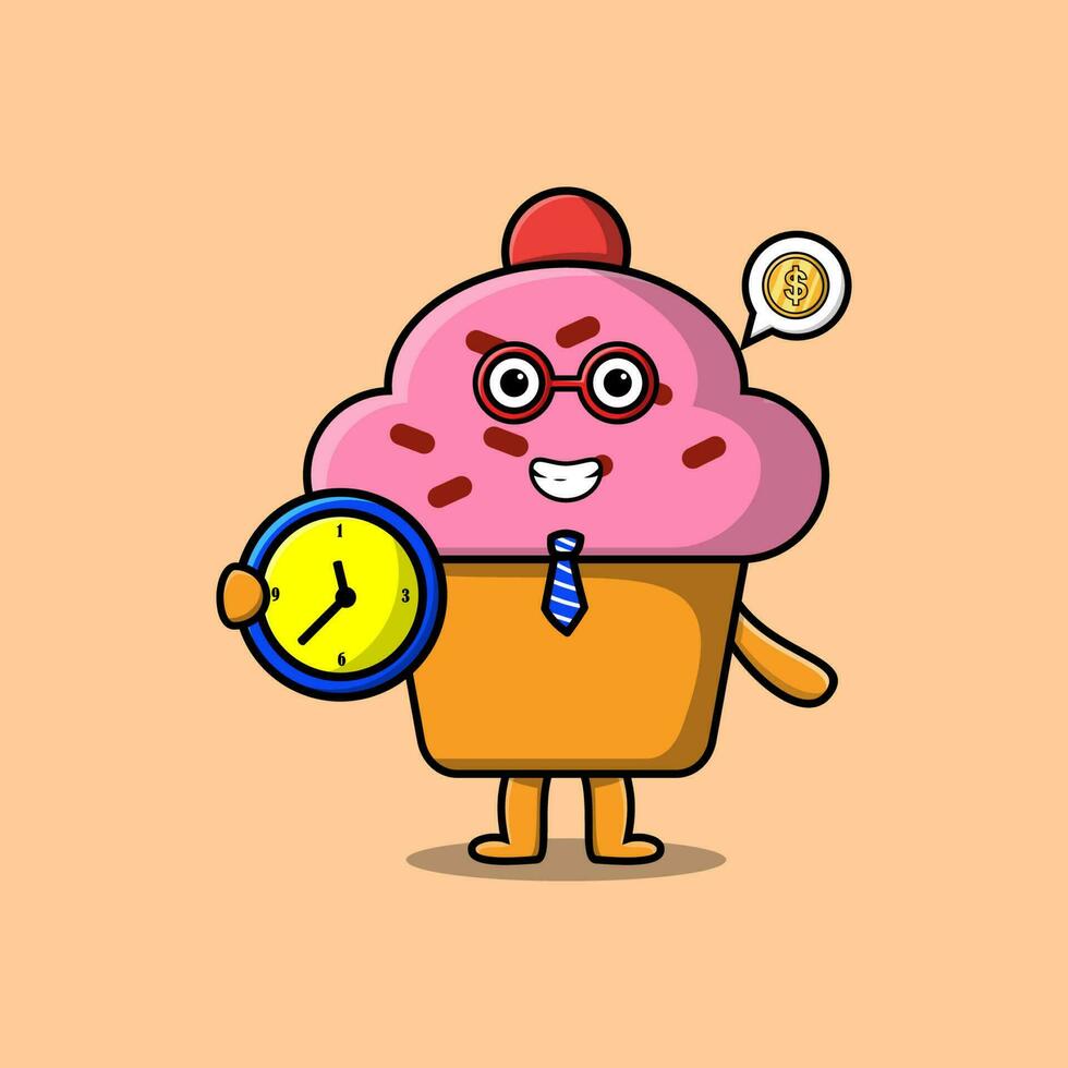 lindo personaje de cupcake de dibujos animados con reloj 12863707 ... lindo personaje de cupcake de dibujos animados con reloj 12863707 ...