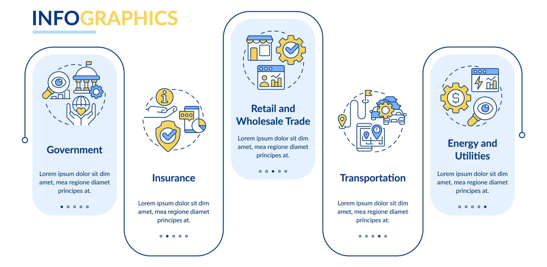 Big data applications types rectangle infographic template. Data visualization with 5 steps ...