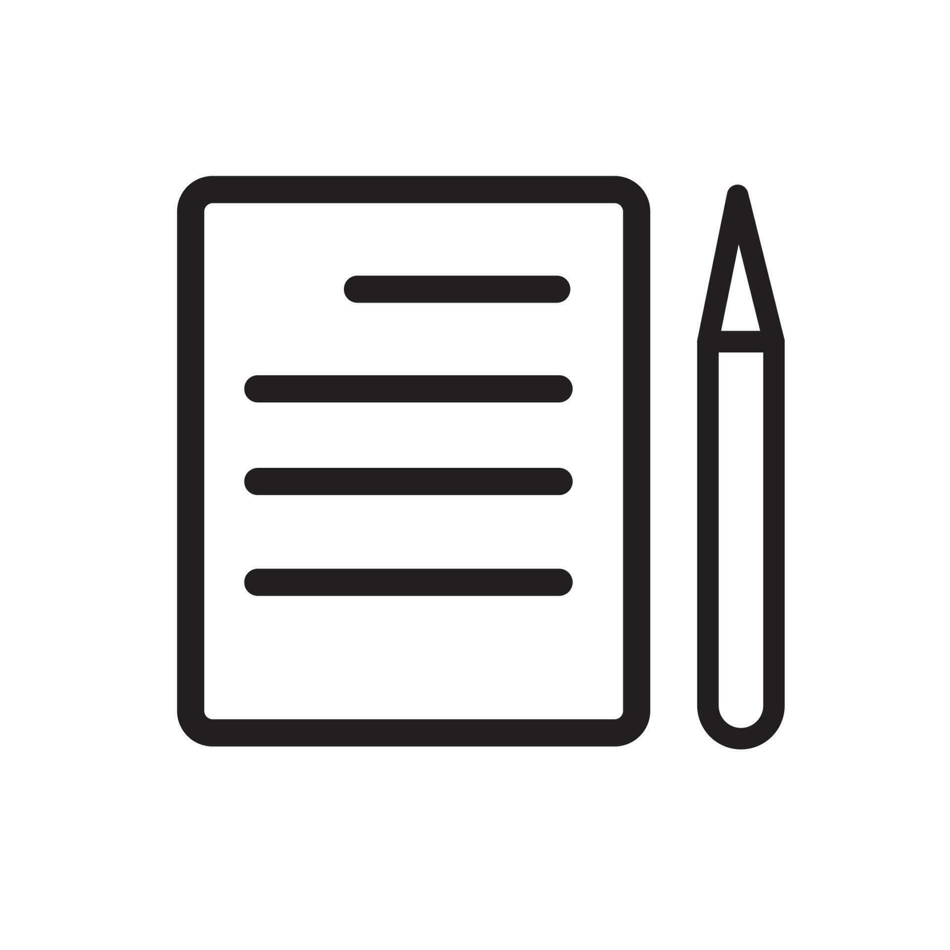 notebook with pen icon, write text paper. Notepad Symbol. Office and ...