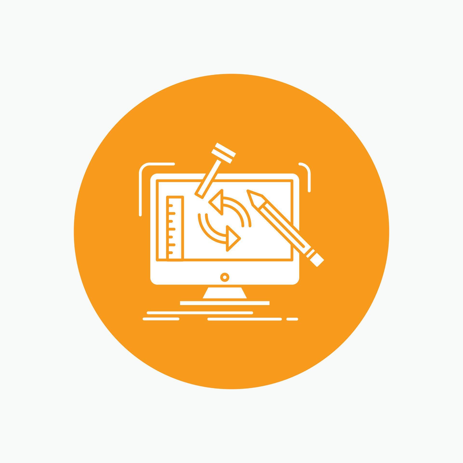 Engineering Project Tools Workshop Processing White Glyph Icon In Circle Vector Button