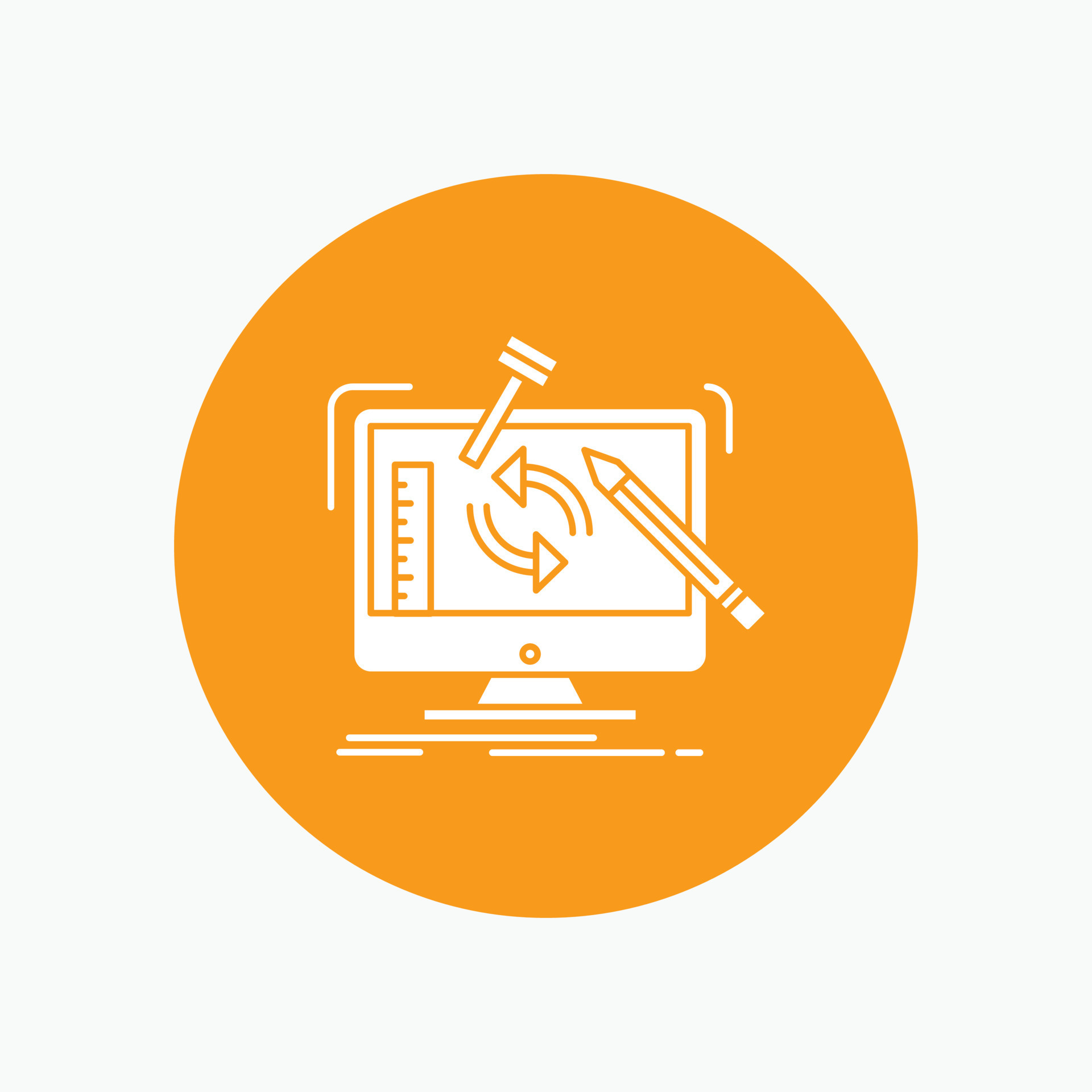 Engineering Project Tools Workshop Processing White Glyph Icon In Circle Vector Button