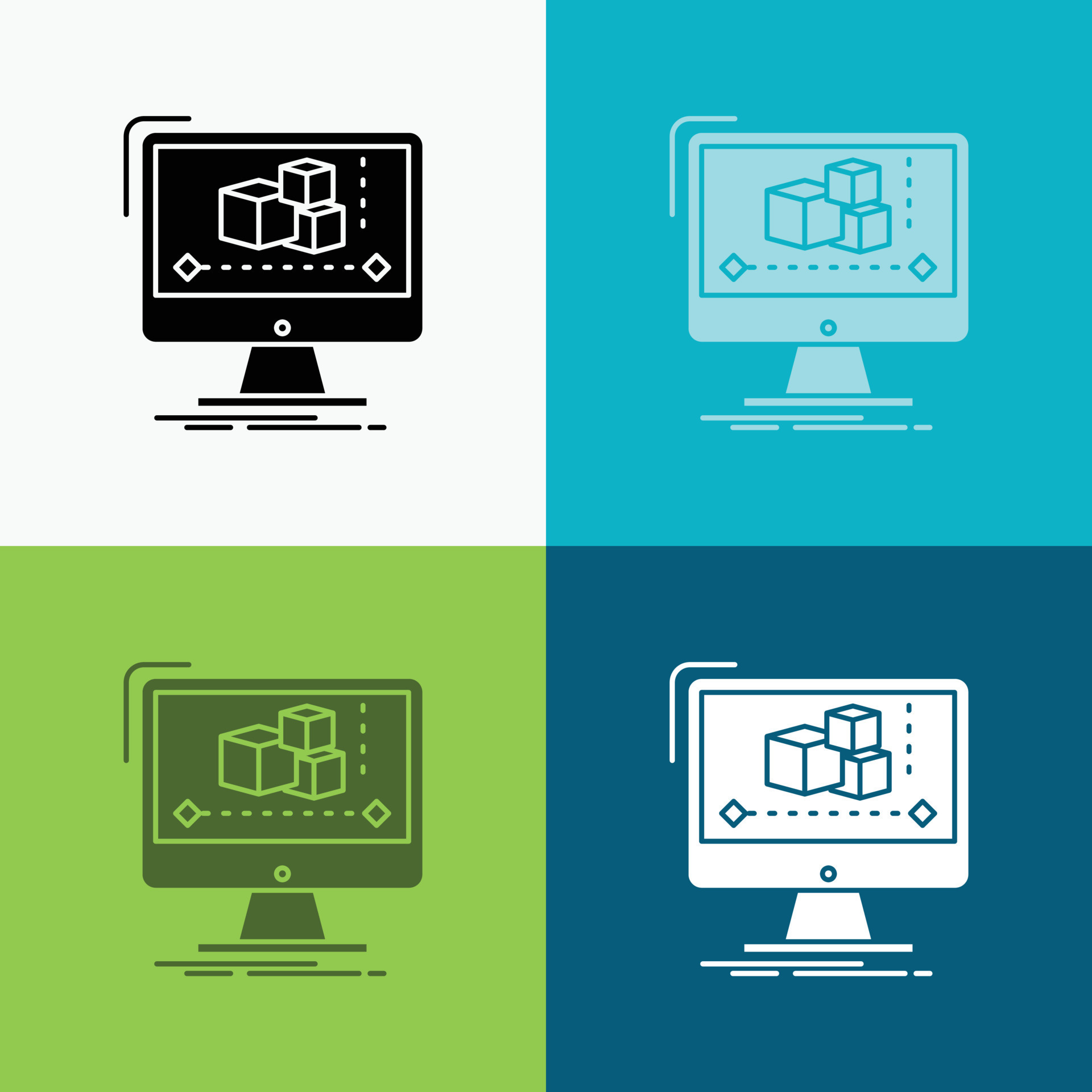 Animation. computer. editor. monitor. software Icon Over Various Background. glyph style design ...