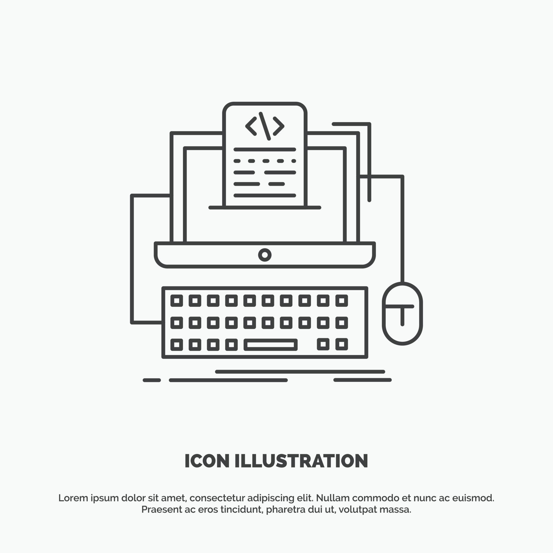Code Coding Computer Monoblock Screen Icon Line Vector Gray Symbol For Ui And Ux Website