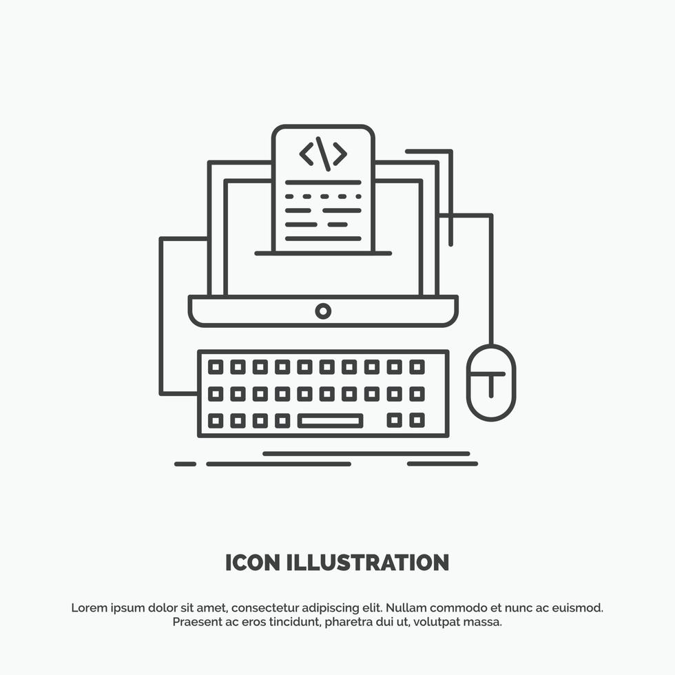 Code Coding Computer Monoblock Screen Icon Line Vector Gray Symbol For Ui And Ux Website
