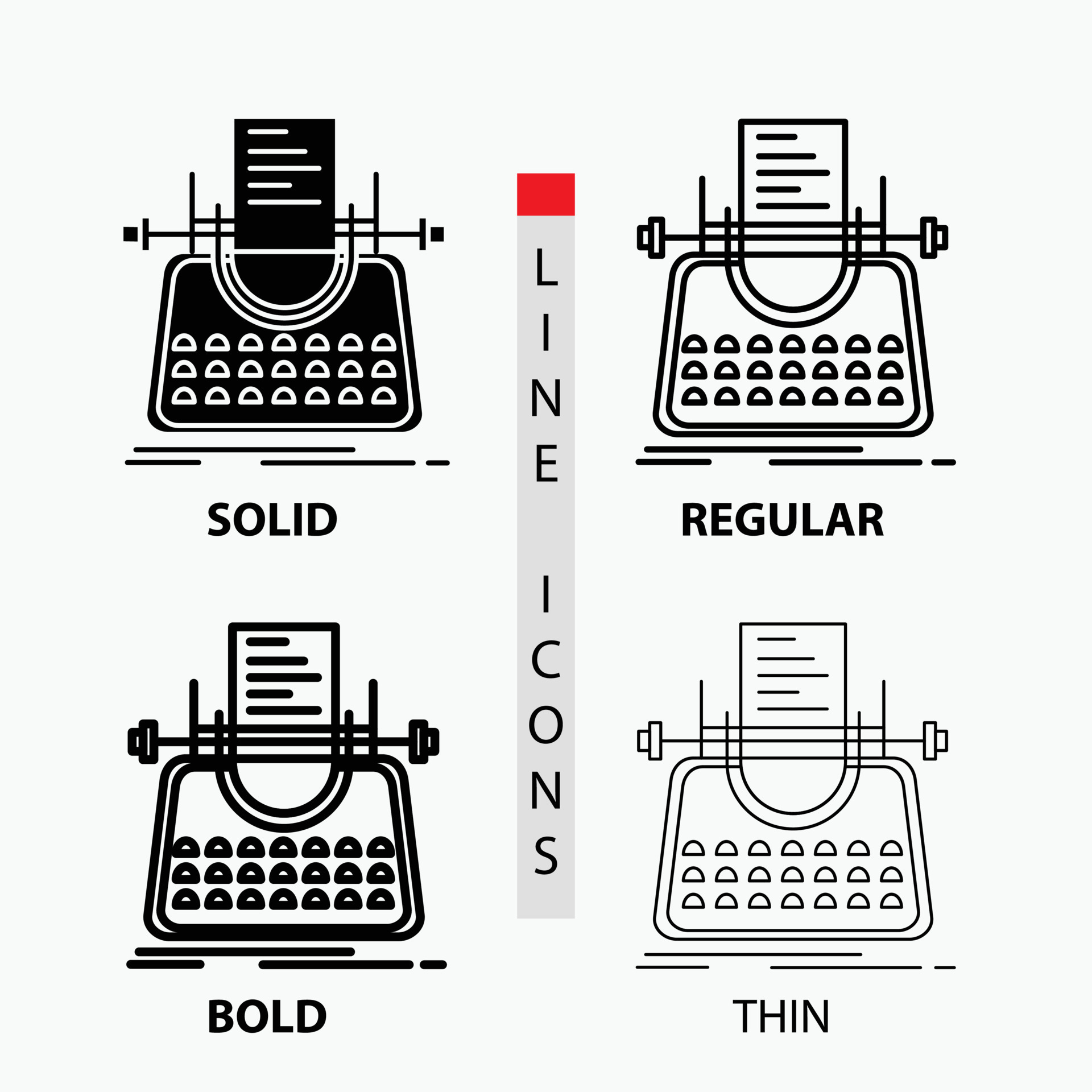 Article Blog Story Typewriter Writer Icon In Thin Regular Bold Line And Glyph Style