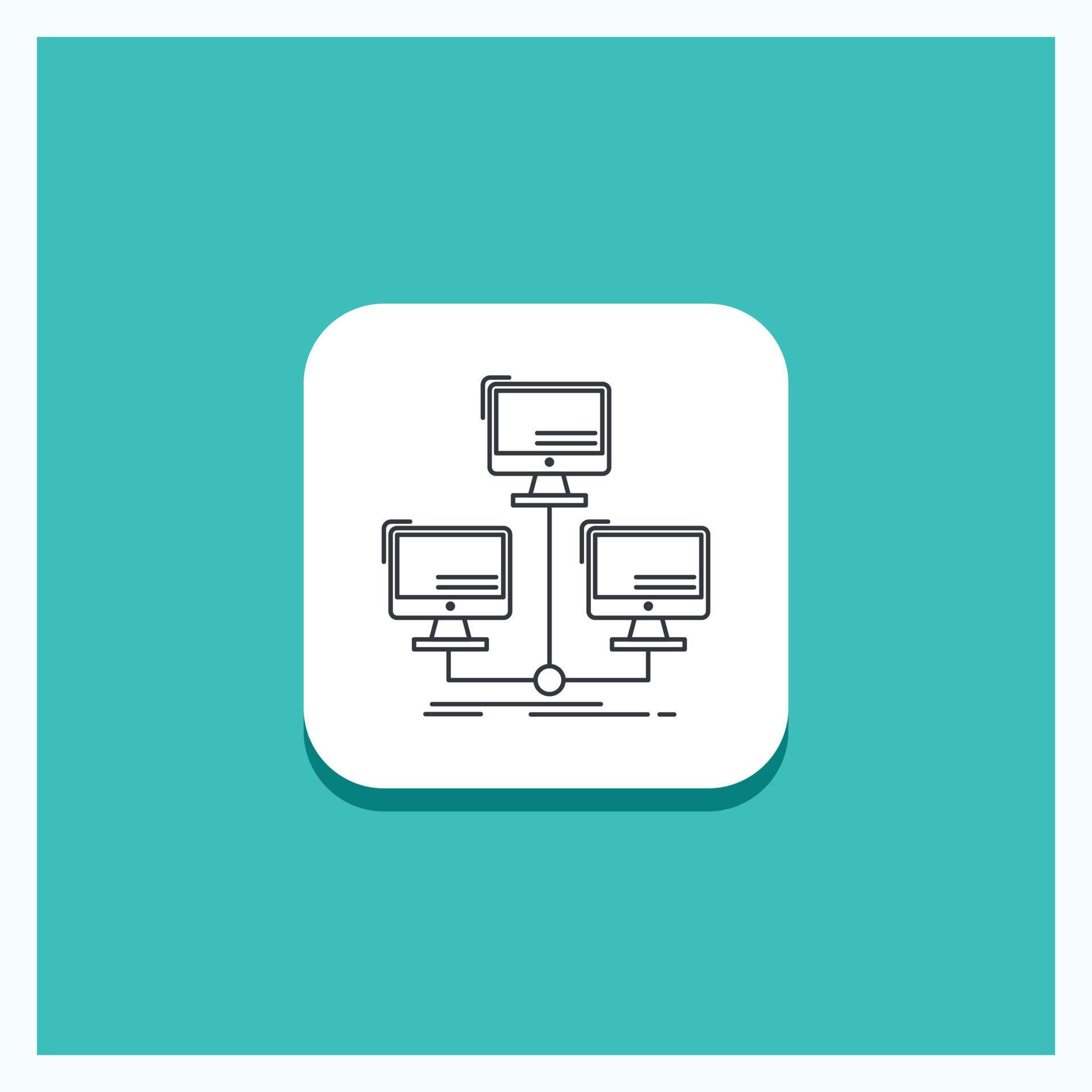 Round Button For Database Distributed Connection Network Computer Line Icon Turquoise