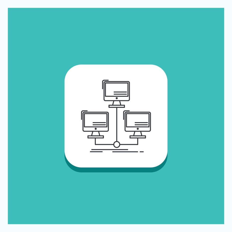 Round Button For Database Distributed Connection Network Computer Line Icon Turquoise