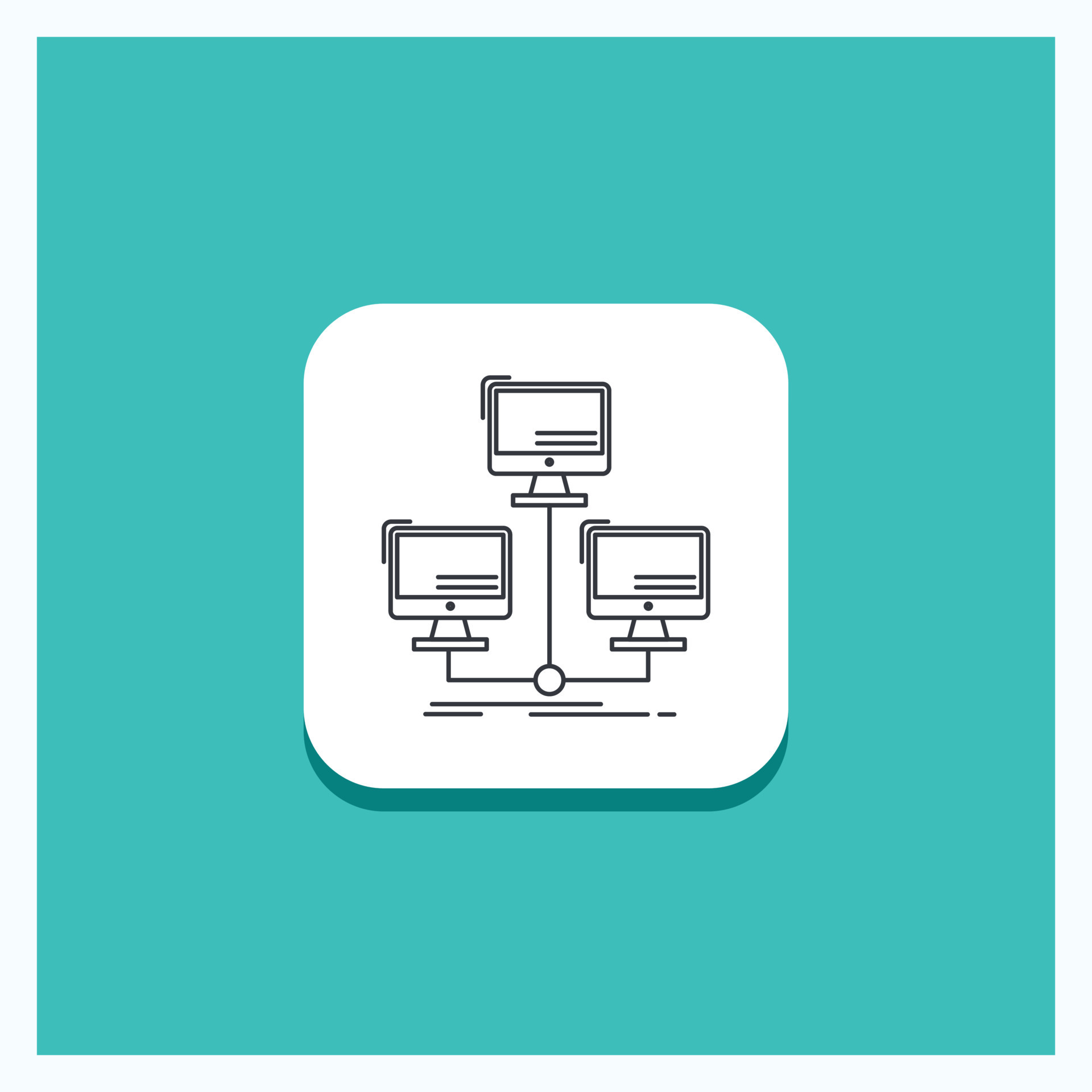 Round Button For Database Distributed Connection Network Computer Line Icon Turquoise