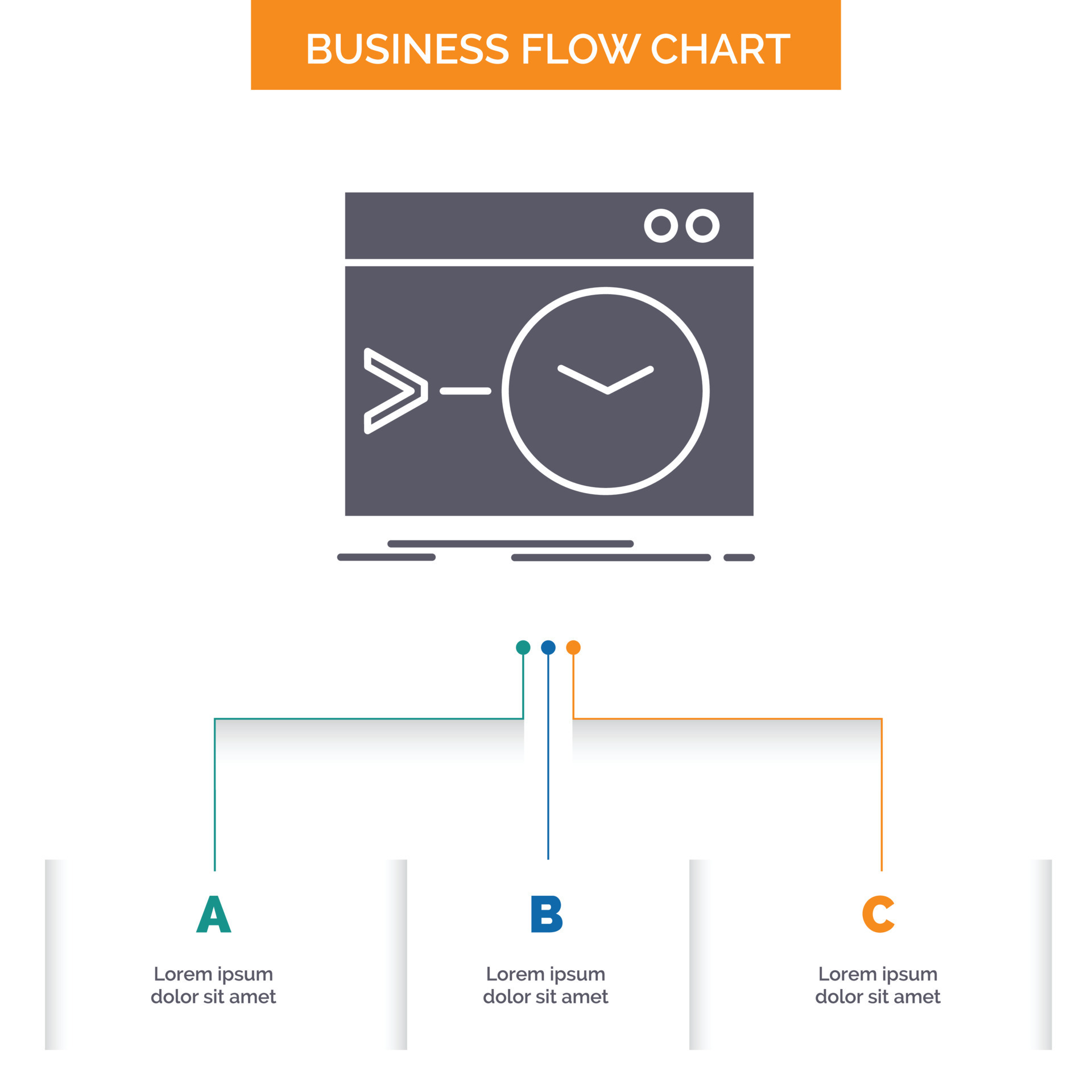 Admin Command Root Software Terminal Business Flow Chart Design With 3 Steps Glyph Icon For