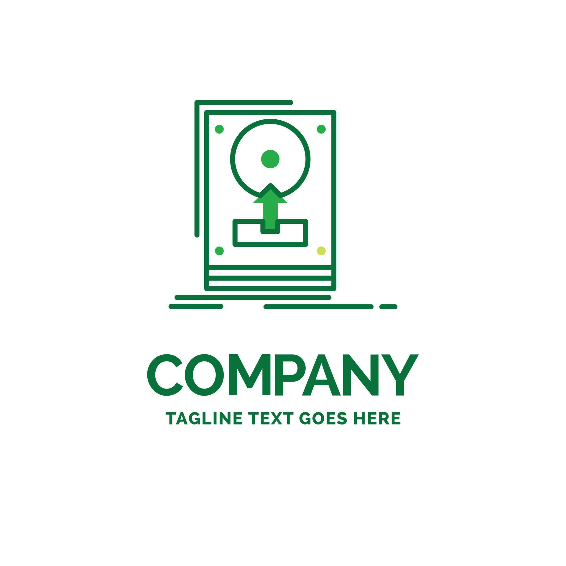 install. drive. hdd. save. upload Flat Business Logo template. Creative Green Brand Name Design ...